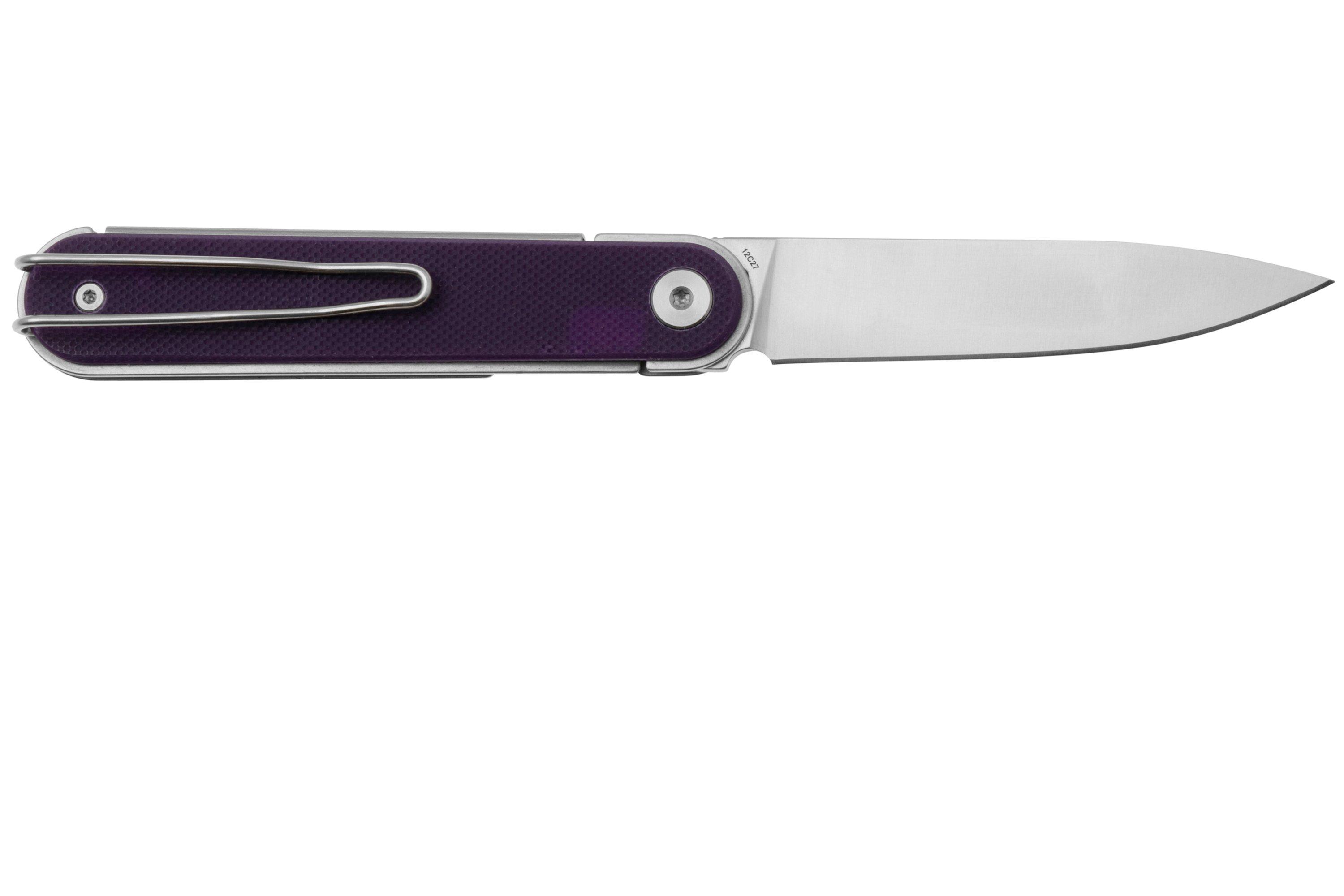 Real Steel Iris Front Flipper 8061BP Satin 12C27, Purple G10, pocket ...