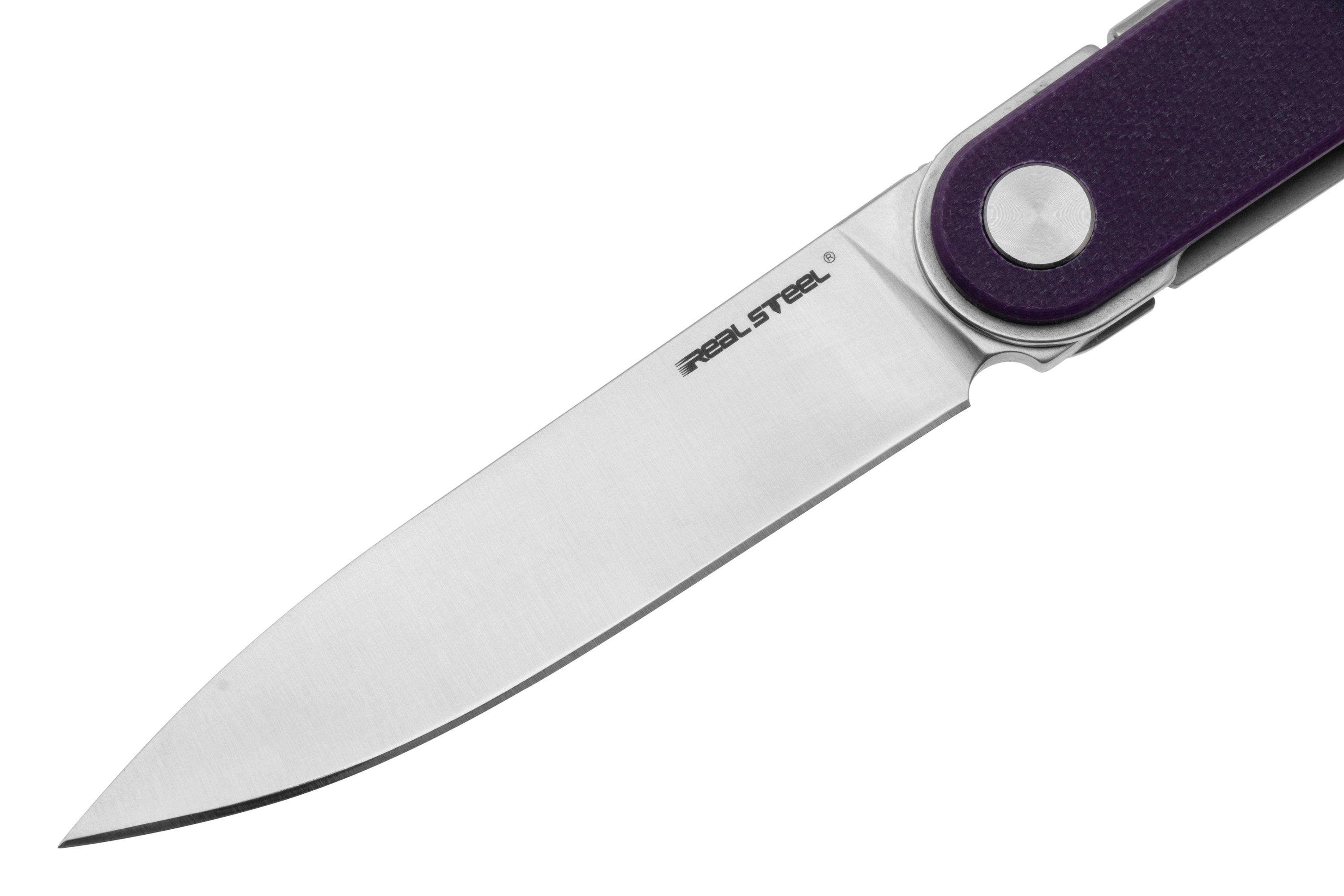 Real Steel Iris Front Flipper 8061BP Satin 12C27, Purple G10, pocket ...