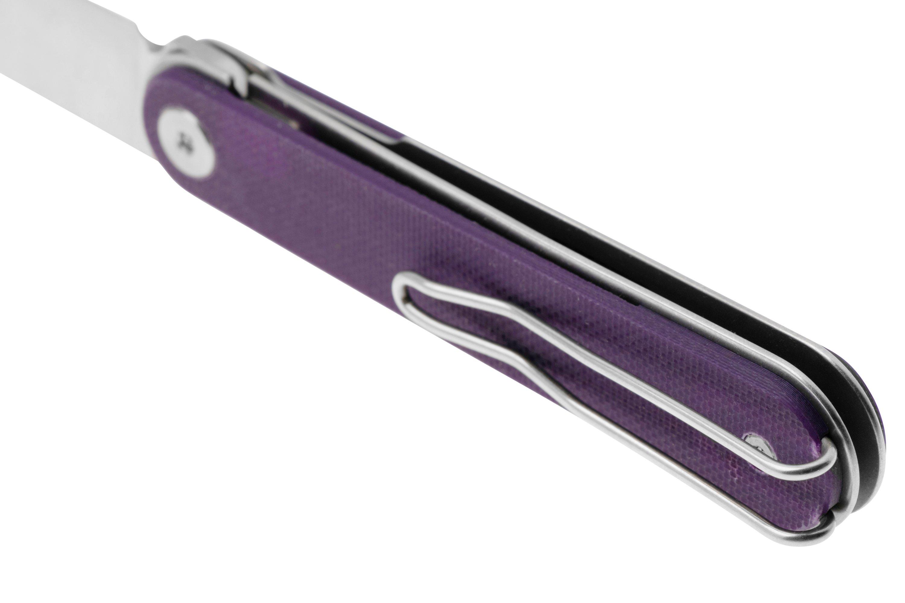 Real Steel Iris Front Flipper 8061BP Satin 12C27, Purple G10, pocket ...