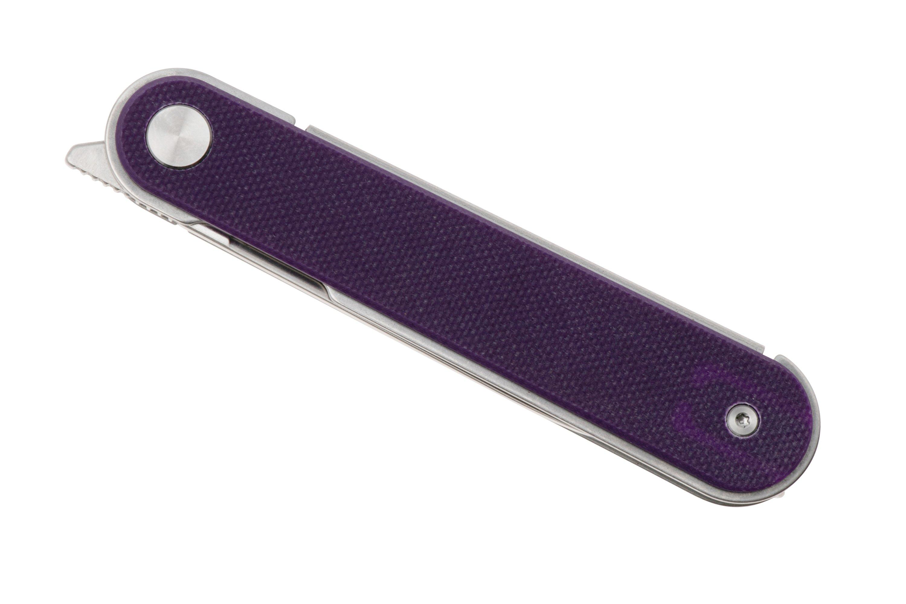 Real Steel Iris Front Flipper 8061BP Satin 12C27, Purple G10, pocket ...