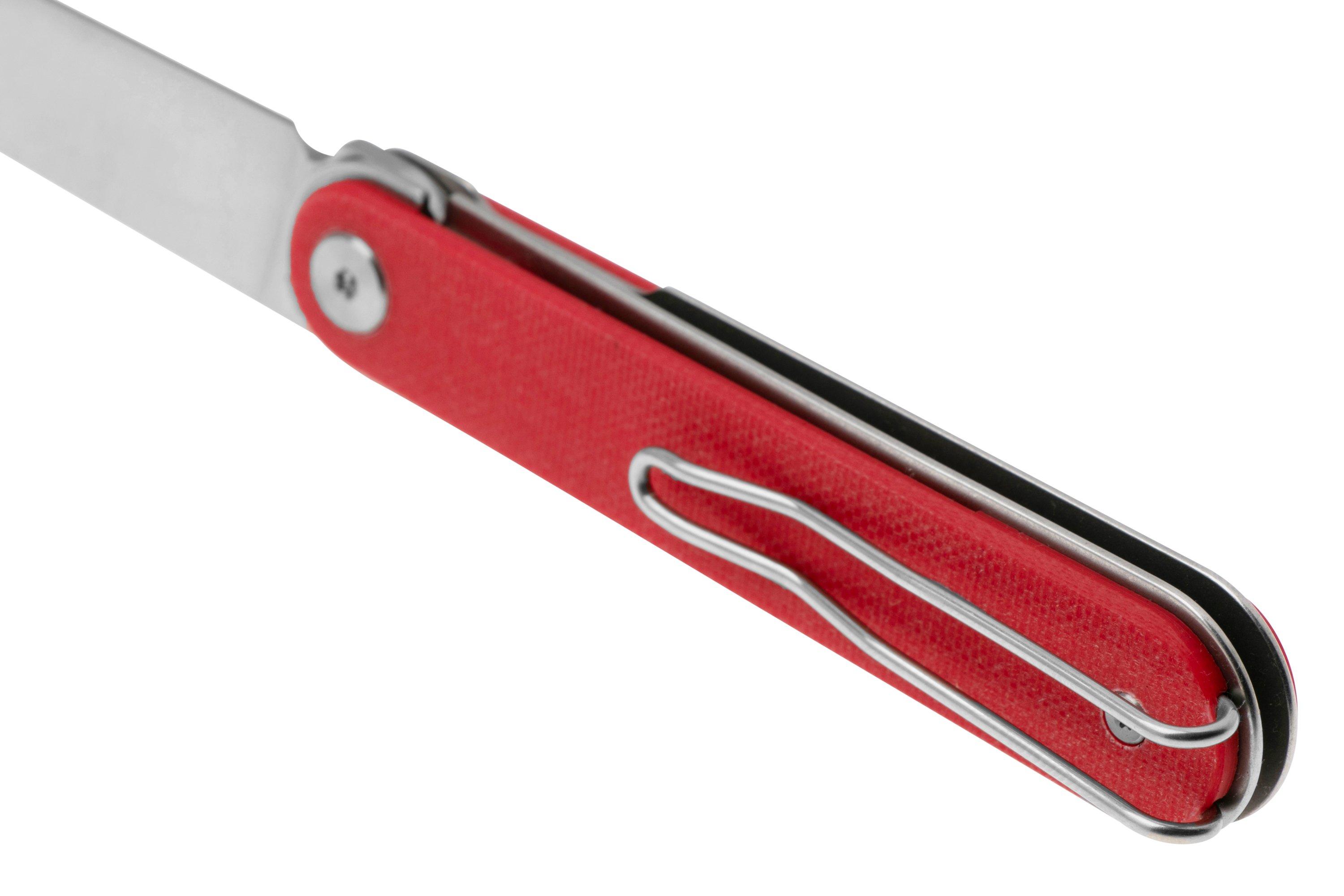 Real Steel Iris Front Flipper 8061BR Satin 12C27, Red G10, pocket knife ...