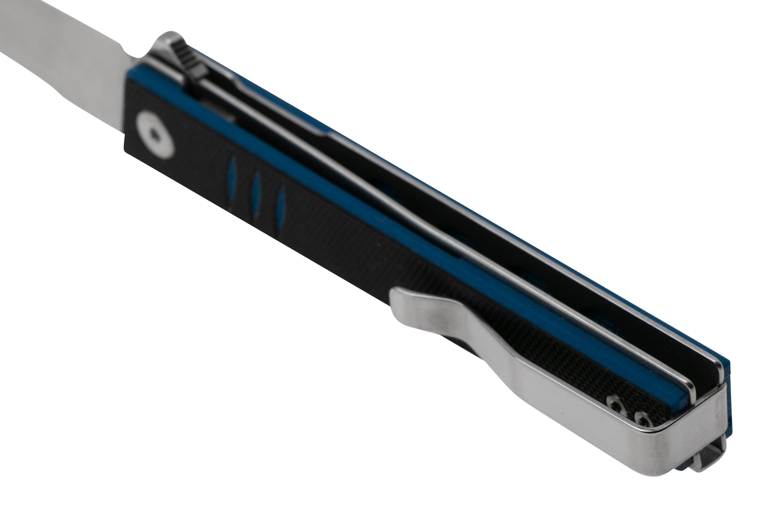 Real Steel Kikashi 8071DS Stonewashed 14C28N, Black Blue G10, navaja ...