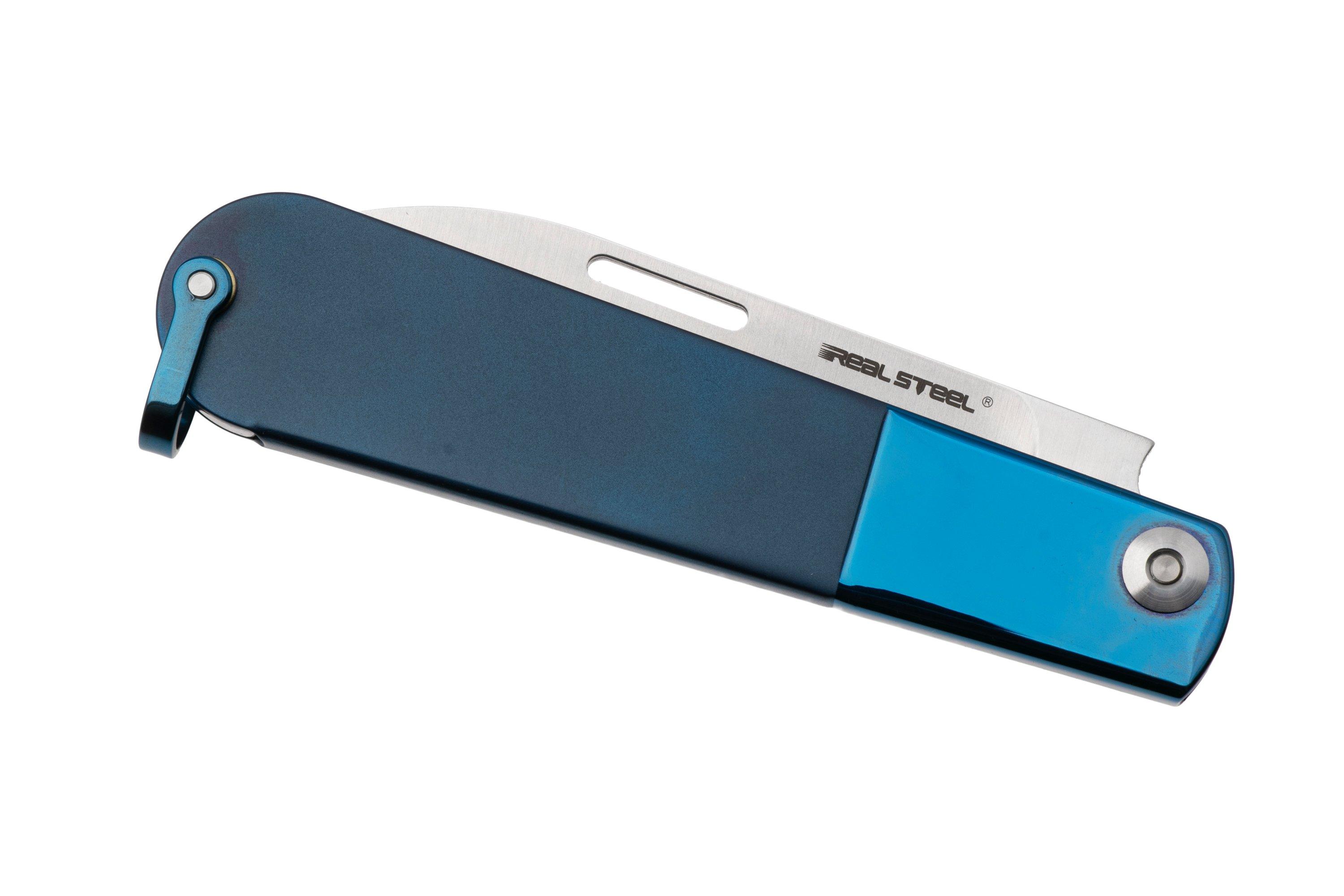 Nóż składany Real Steel Barlow RB-3 8341D, Satin 12C27, Blue Stainless ...