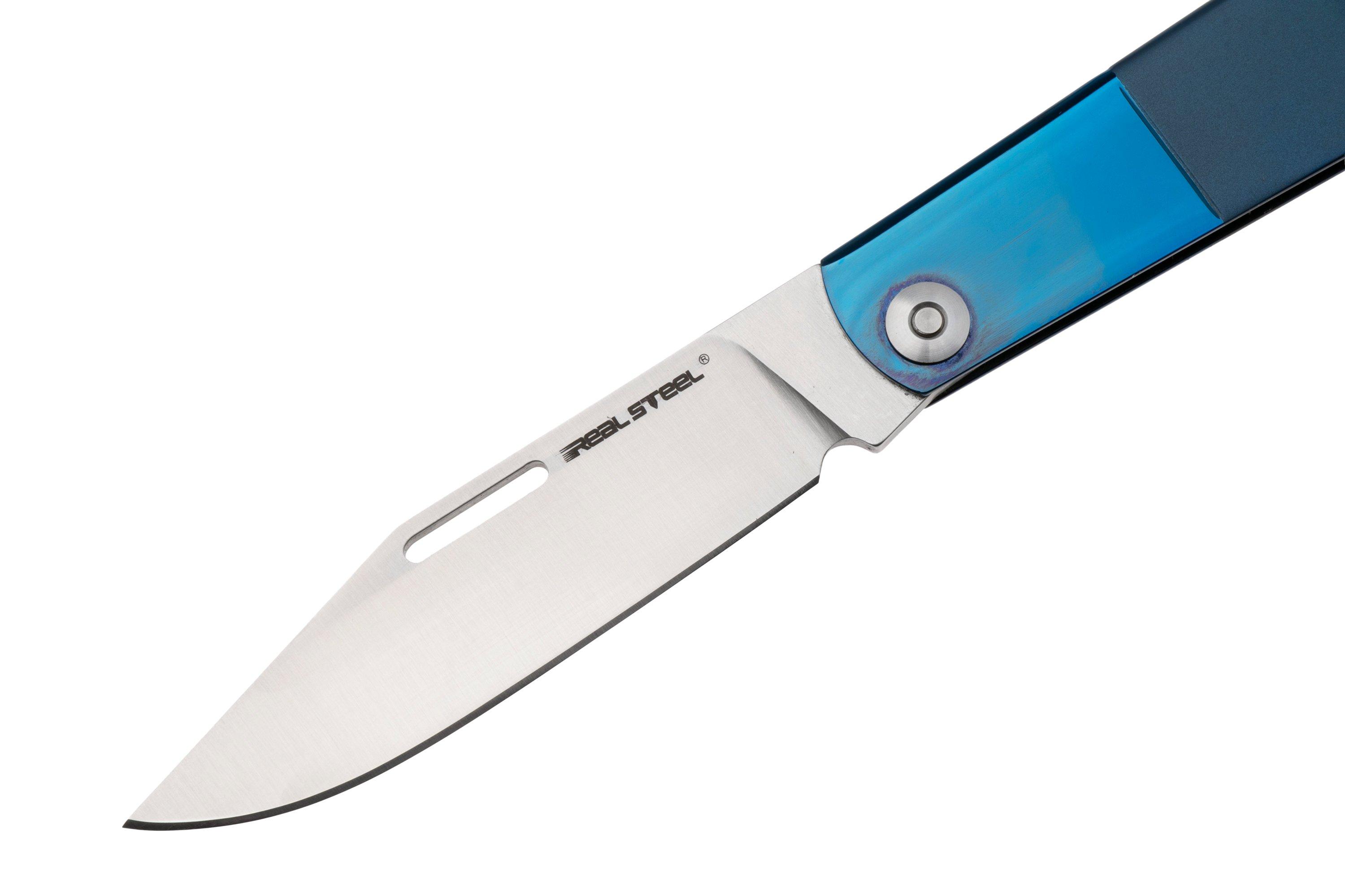 Real Steel Barlow RB-3 8342D, Satin 12C27, Blue Stainless Steel navaja ...