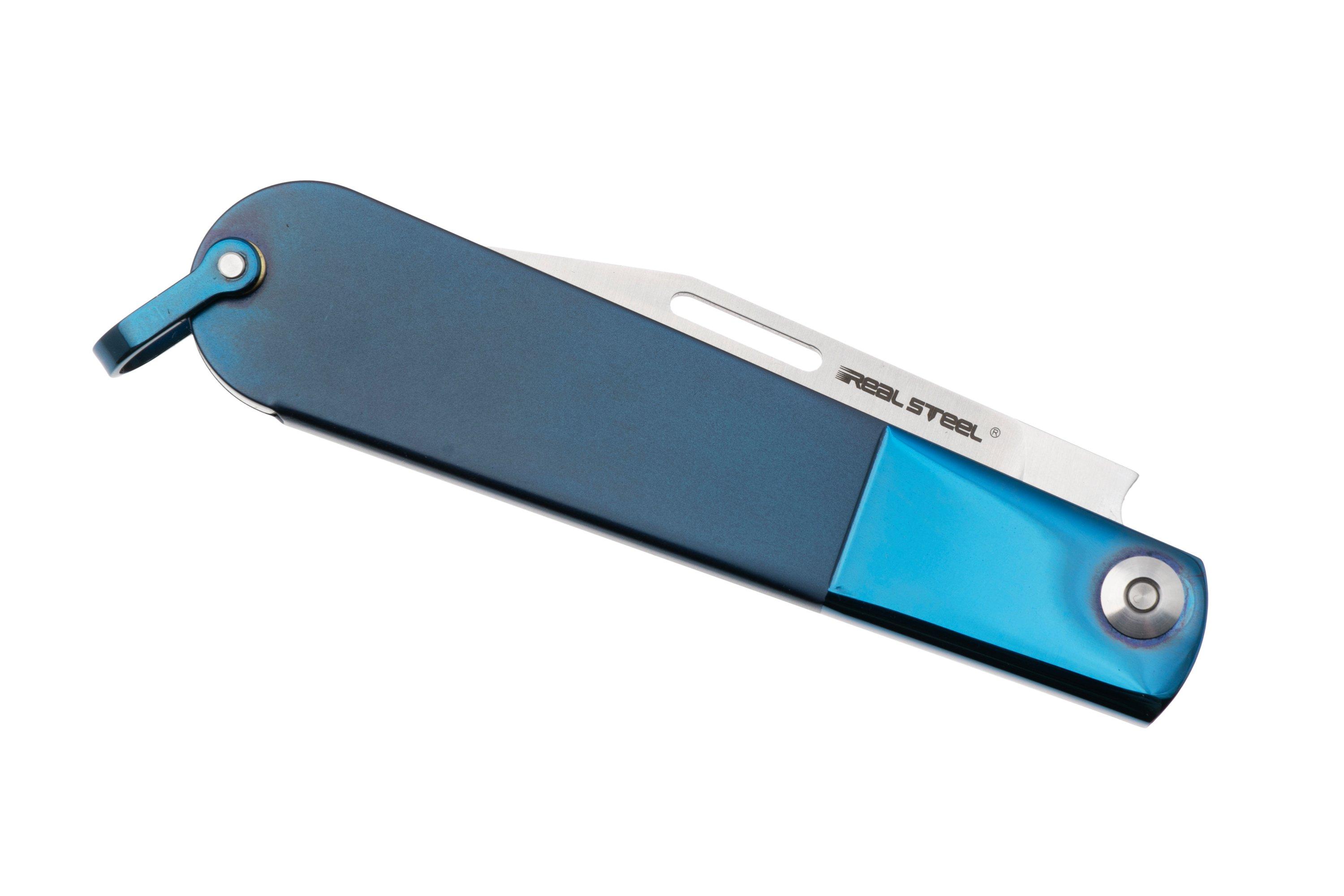 Real Steel Barlow RB-3 8342D, Satin 12C27, Blue Stainless Steel navaja ...