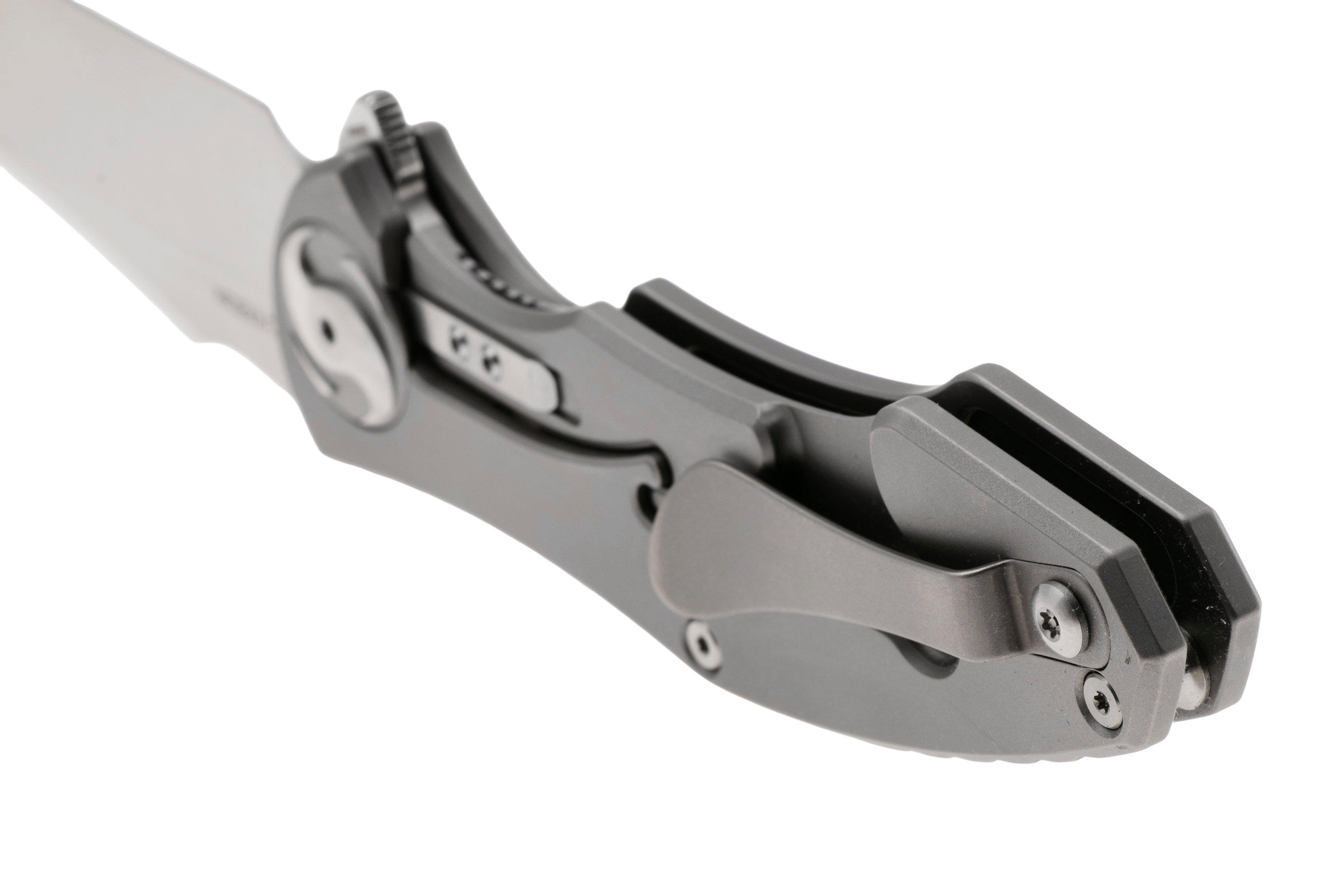 Real Steel Exorcist 942d CPM S35VN, Sandblasted Titanium, Blue Damascus ...