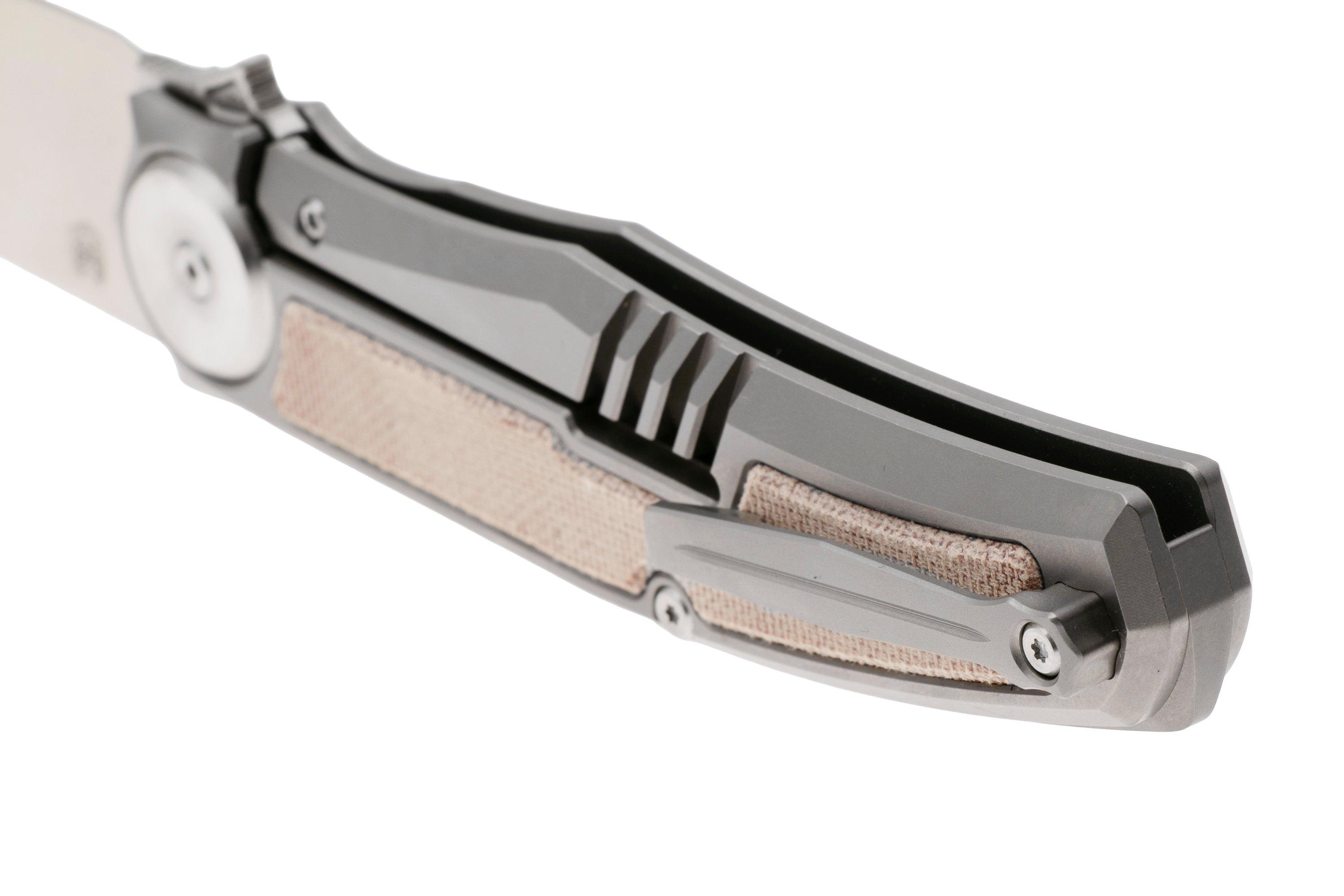 Real Steel Avangard 9782 Satin M390, Titanium Natural Micarta, pocket ...