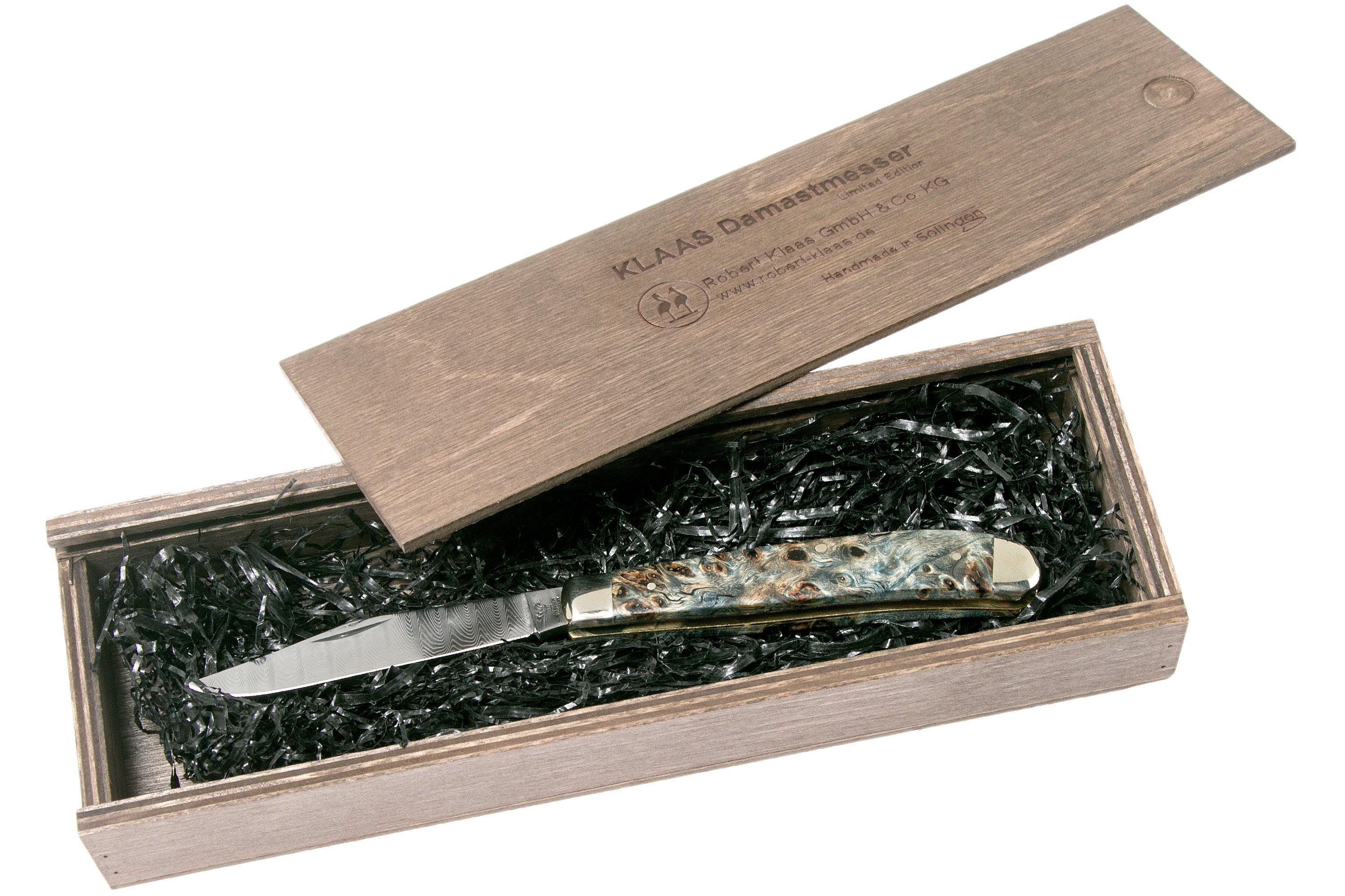 Robert Klaas US Trapper Damast 95mm Poplar Burl 412-1-8MAP-BL ...