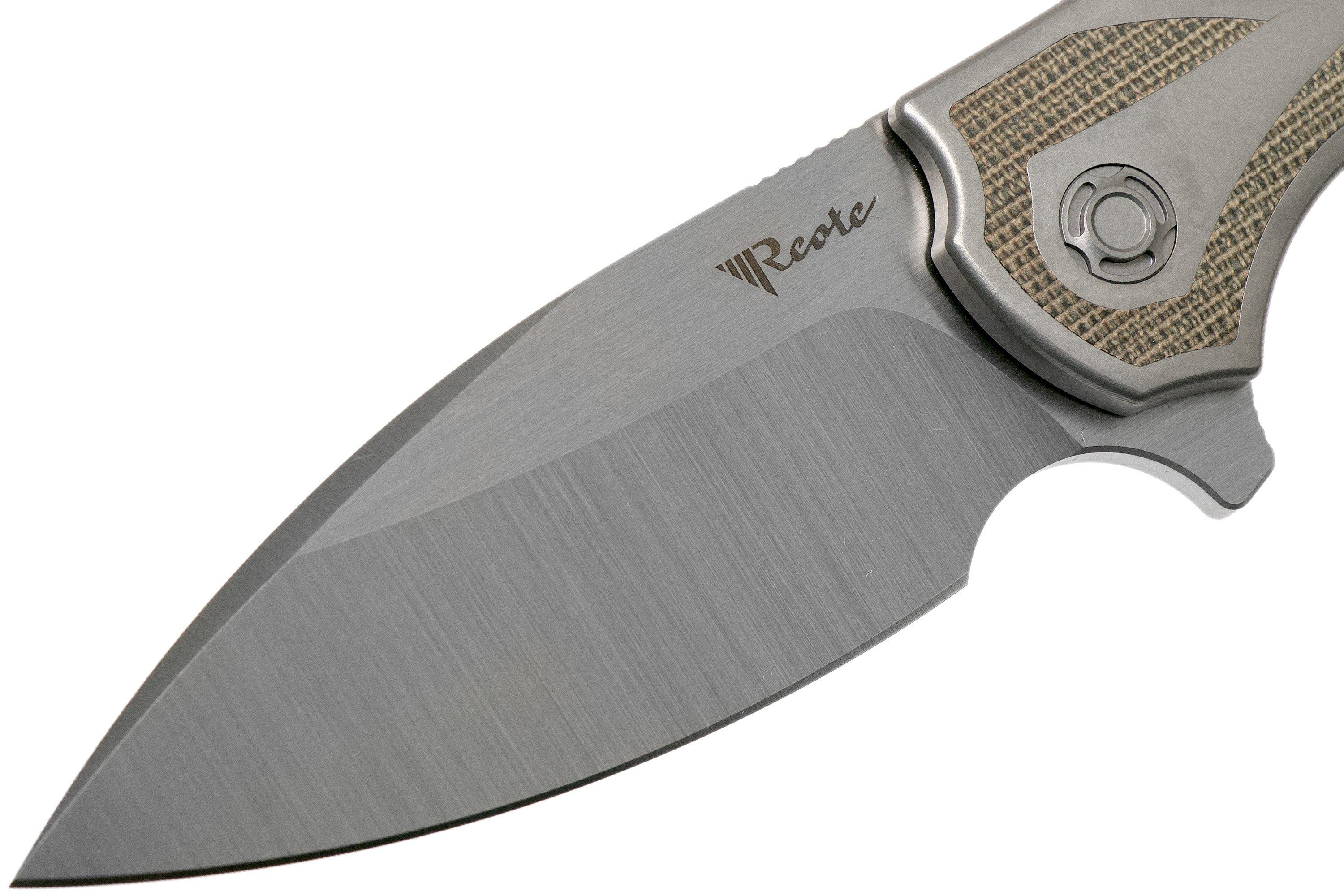 Reate Iron Flipper Green Micarta, Beadblast Screws couteau de poche ...