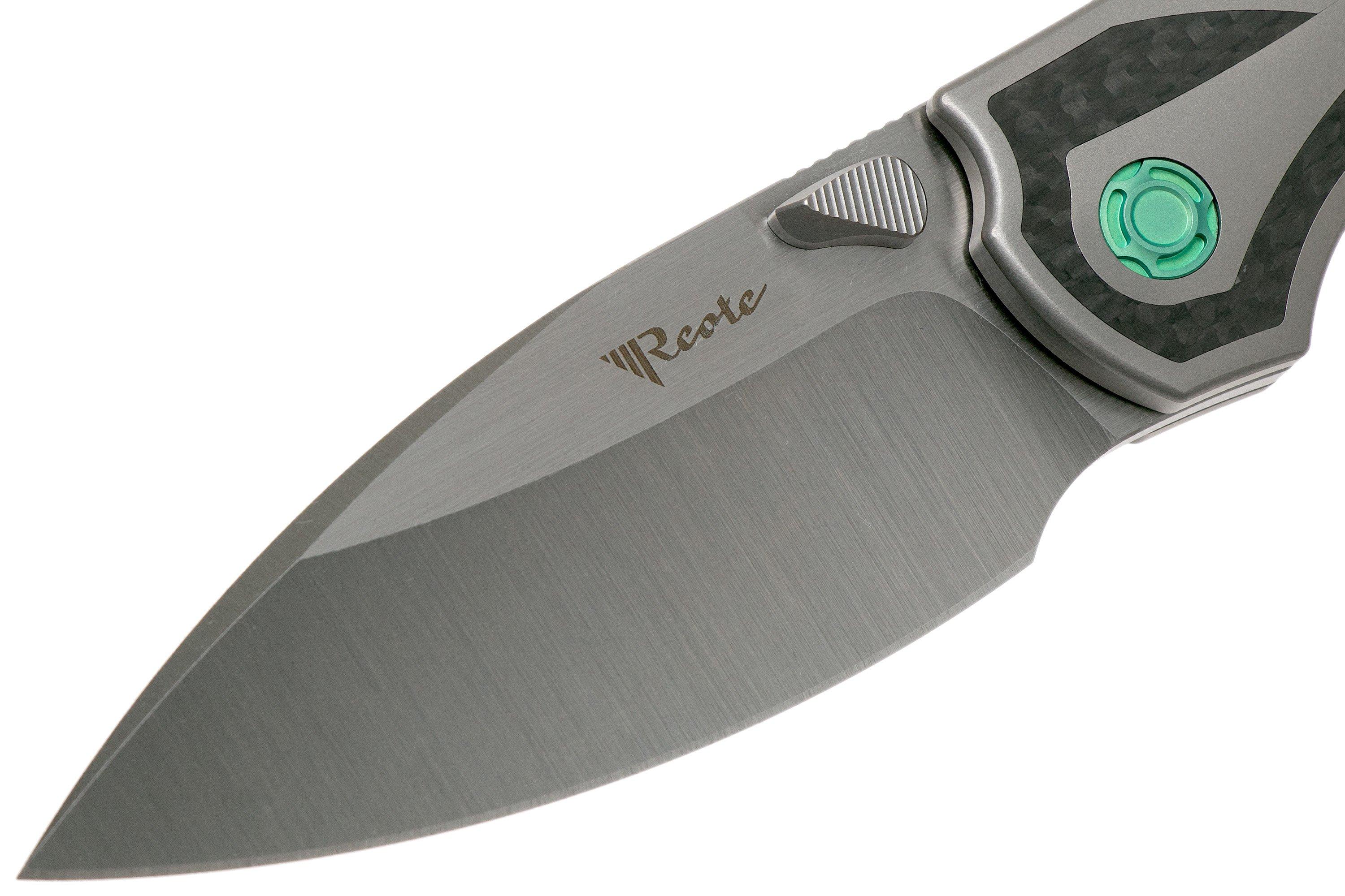 Reate Iron Flipper Carbon Fibre, Green Screws pocket knife ...