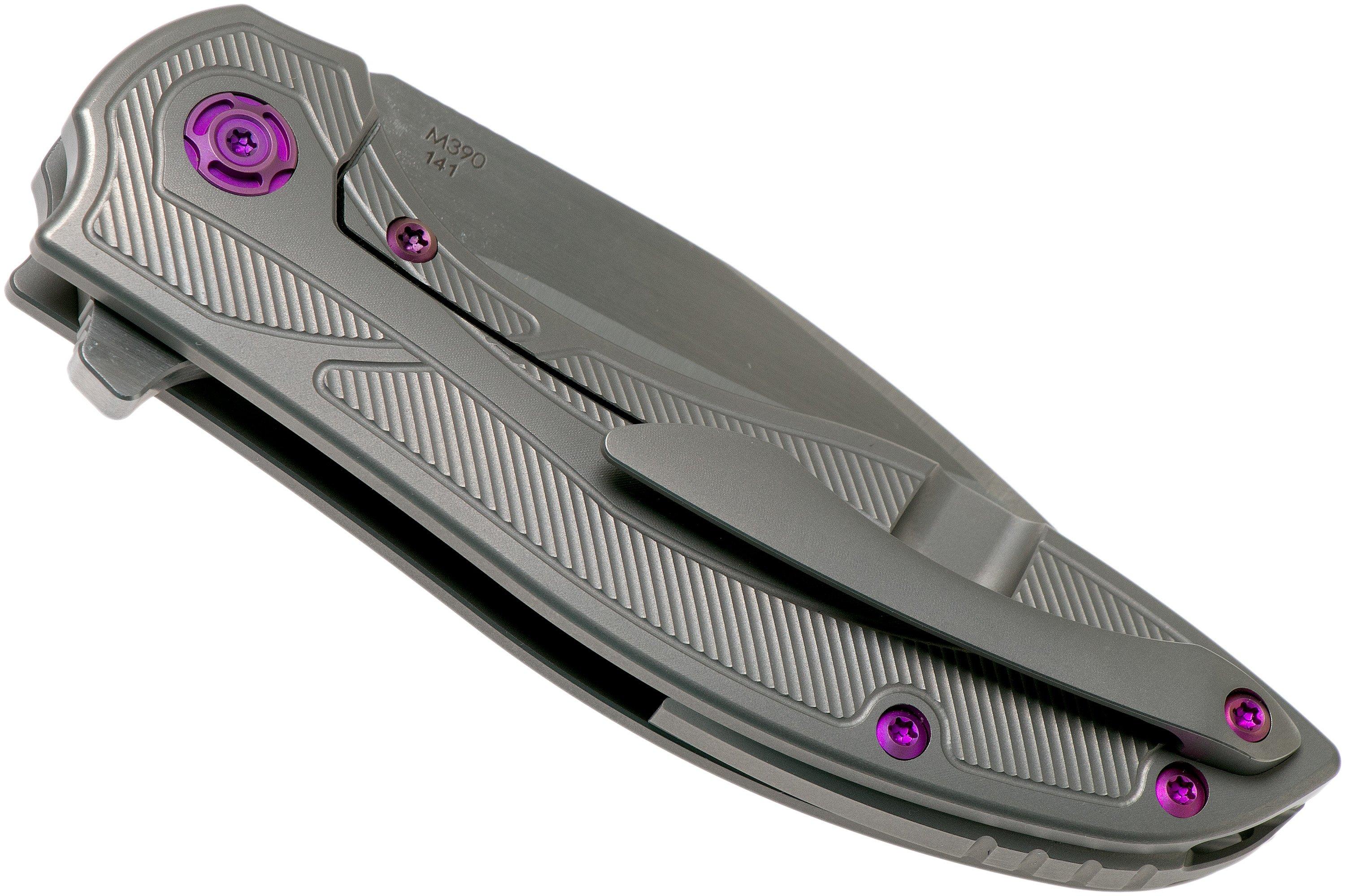 Reate Iron Flipper Brown Micarta, Purple Screws pocket knife ...