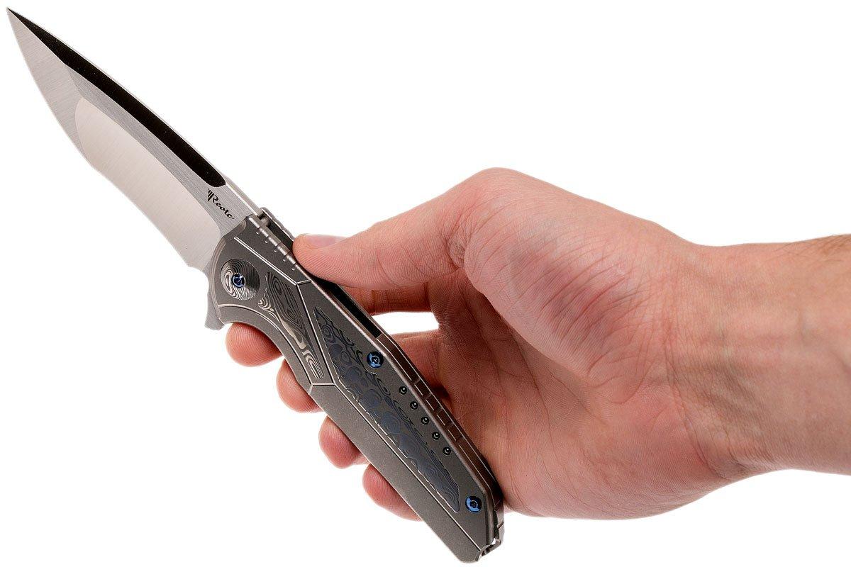 Reate K4 grau, Damascus Inlay, M390 Satin Finish Taschenmesser ...