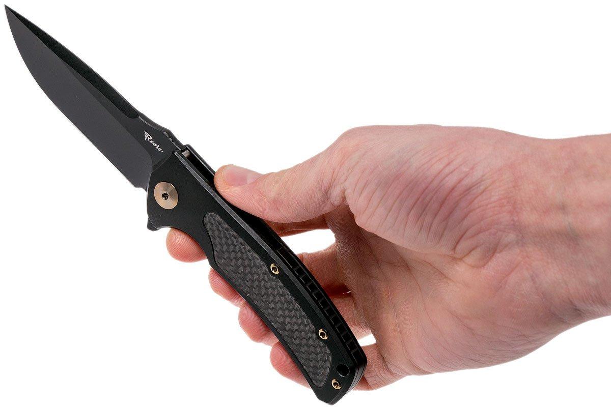 Reate Mini Horizon-D Black, Carbon fibre Inlay, Black PVD, navaja ...