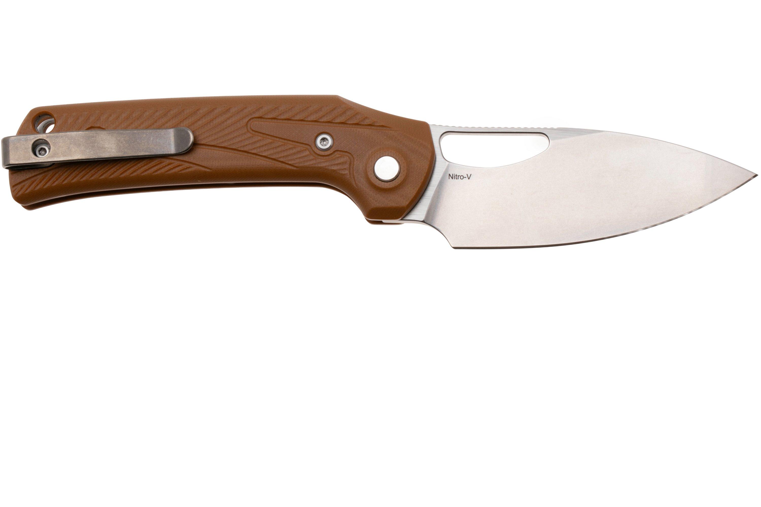 Reate PL-XE Stonewashed Nitro-V, Tan G10, couteau de poche | Achetez à ...