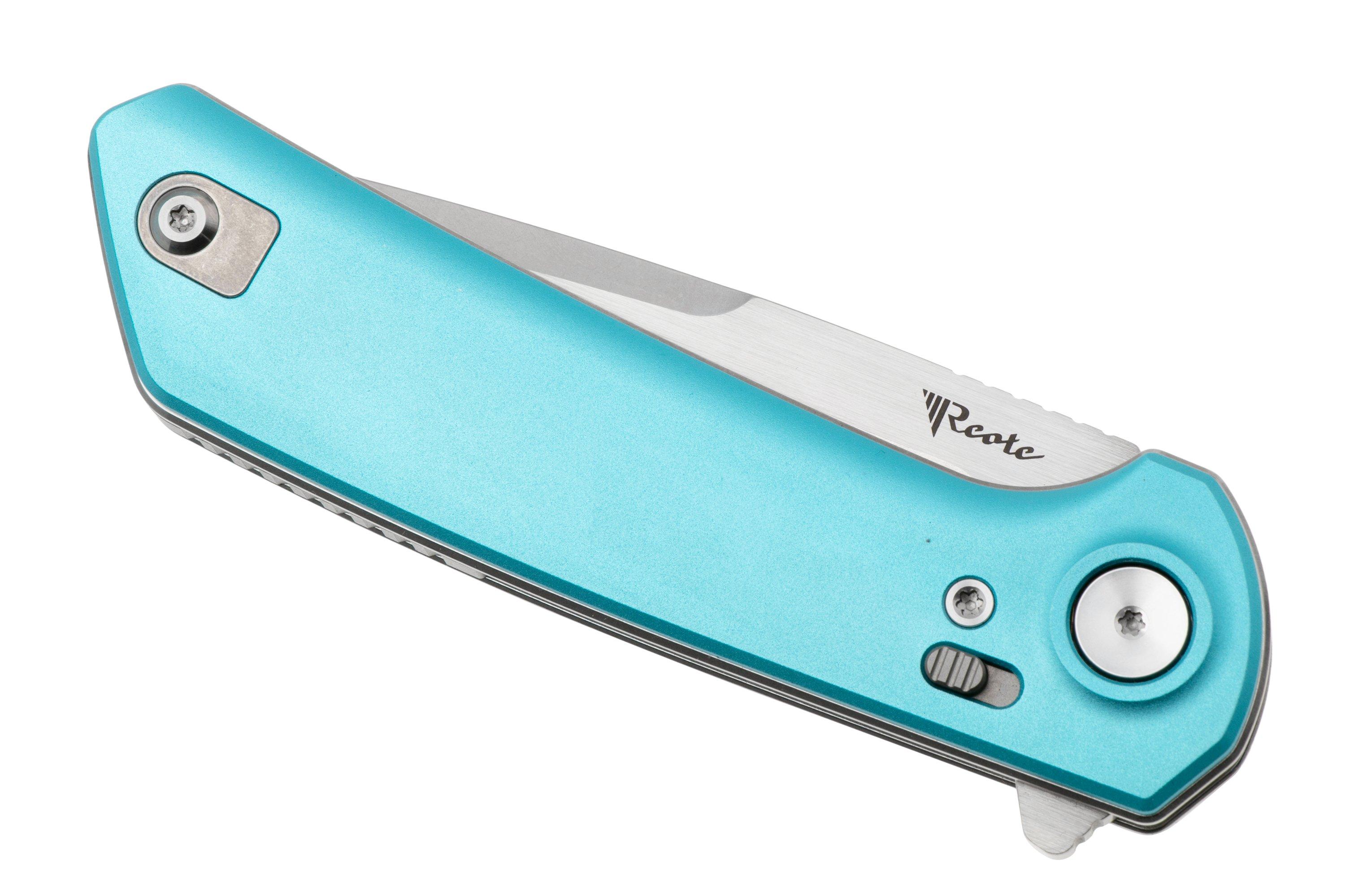 Reate PL-XF Stonewashed Nitro-V, Blue Aluminium, couteau de poche ...