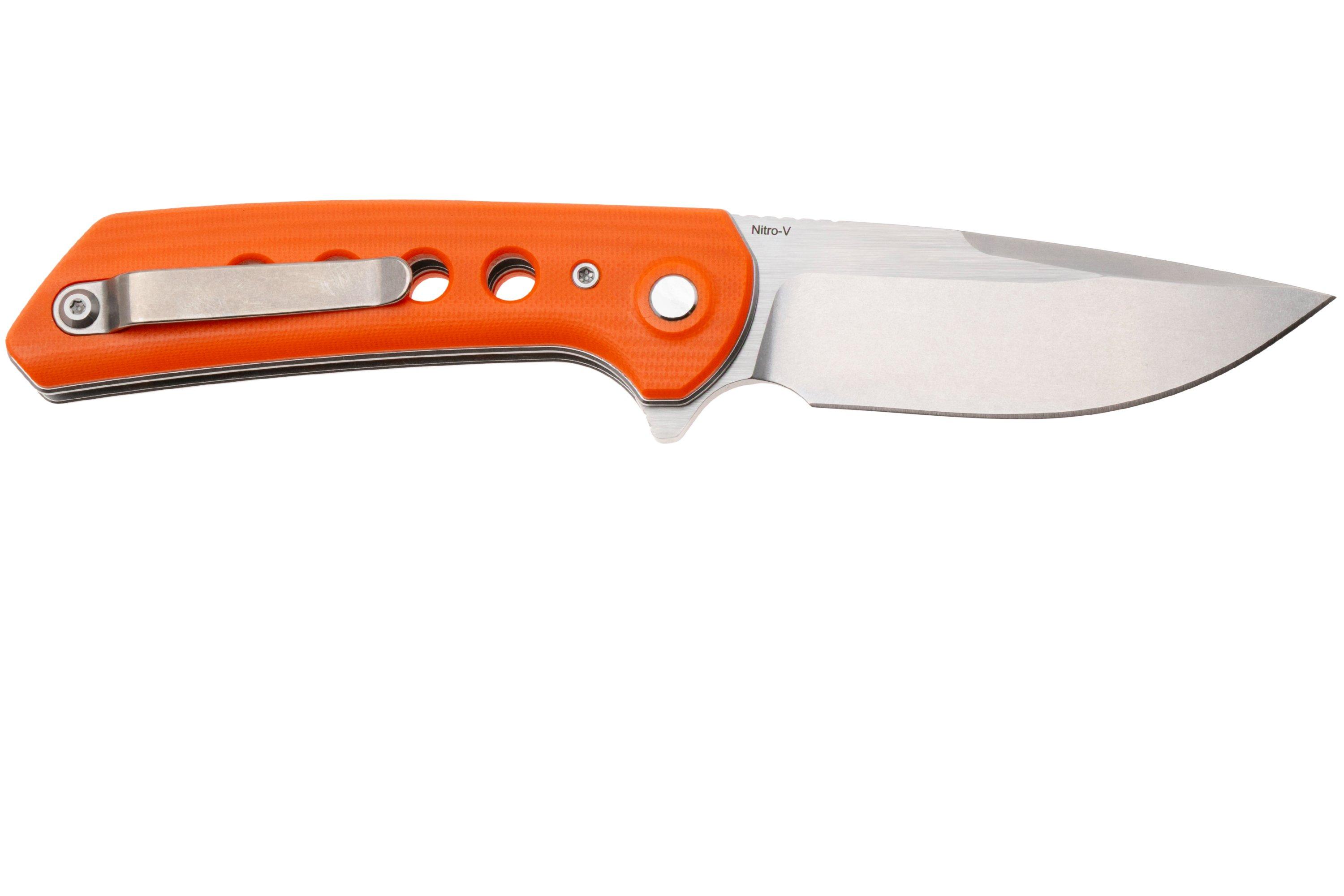 Reate PL-XF Stonewashed Nitro-V, Orange G10, couteau de poche | Achetez ...