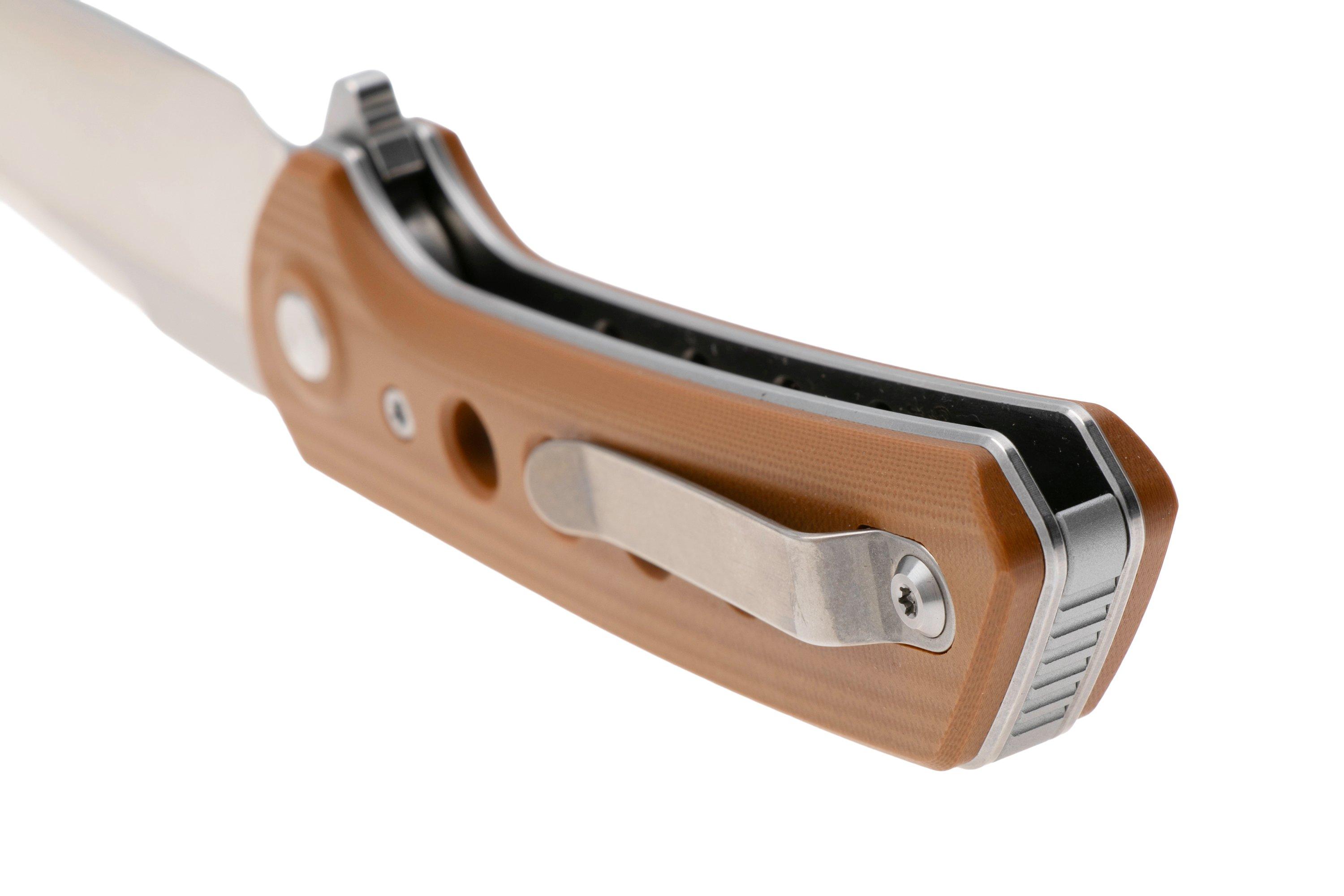 Reate PL-XF Stonewashed Nitro-V, Tan G10, couteau de poche | Achetez à ...