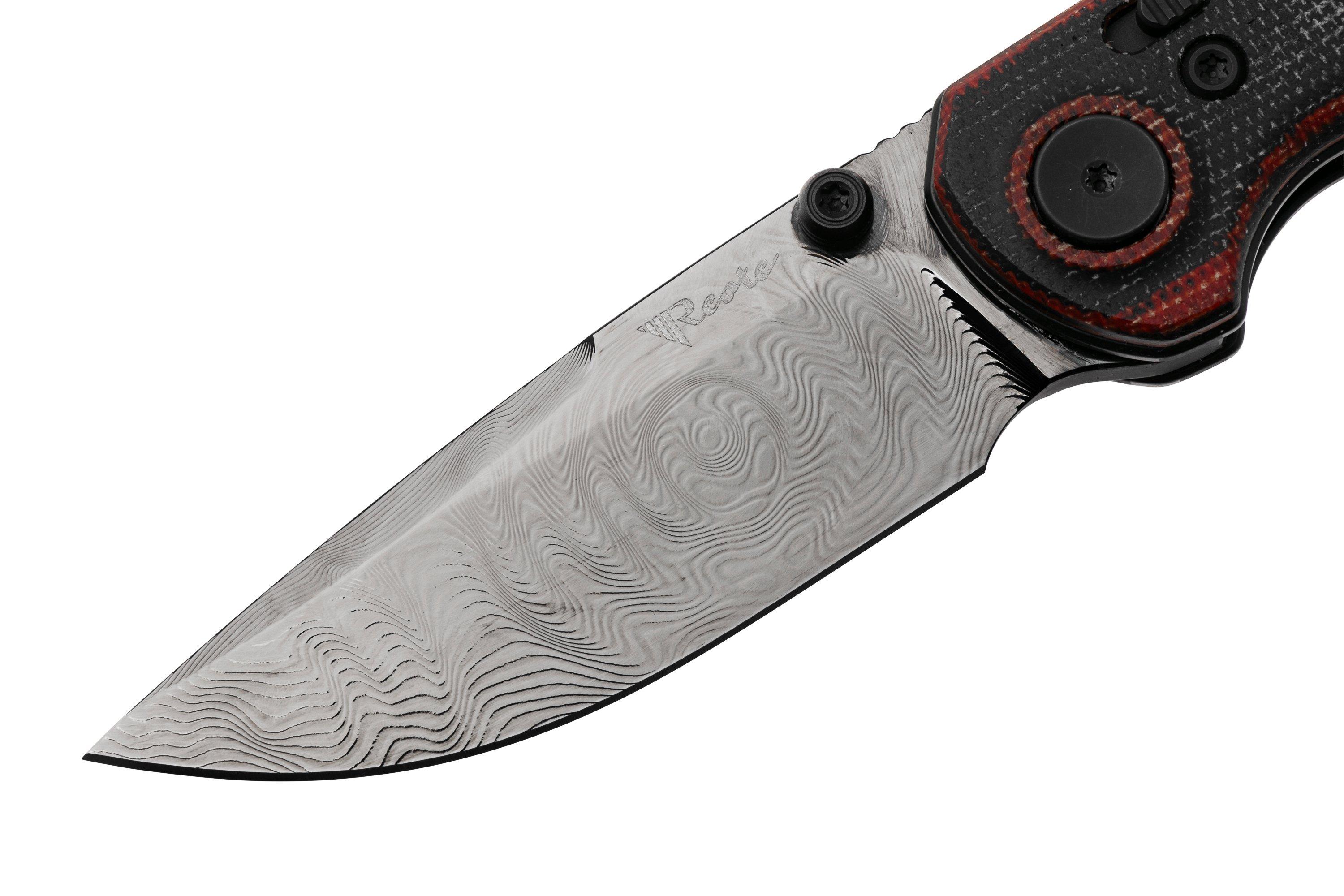 Reate PL-XT, DLC Damascus, Black/Red Micarta zakmes, Alvin Lee design ...