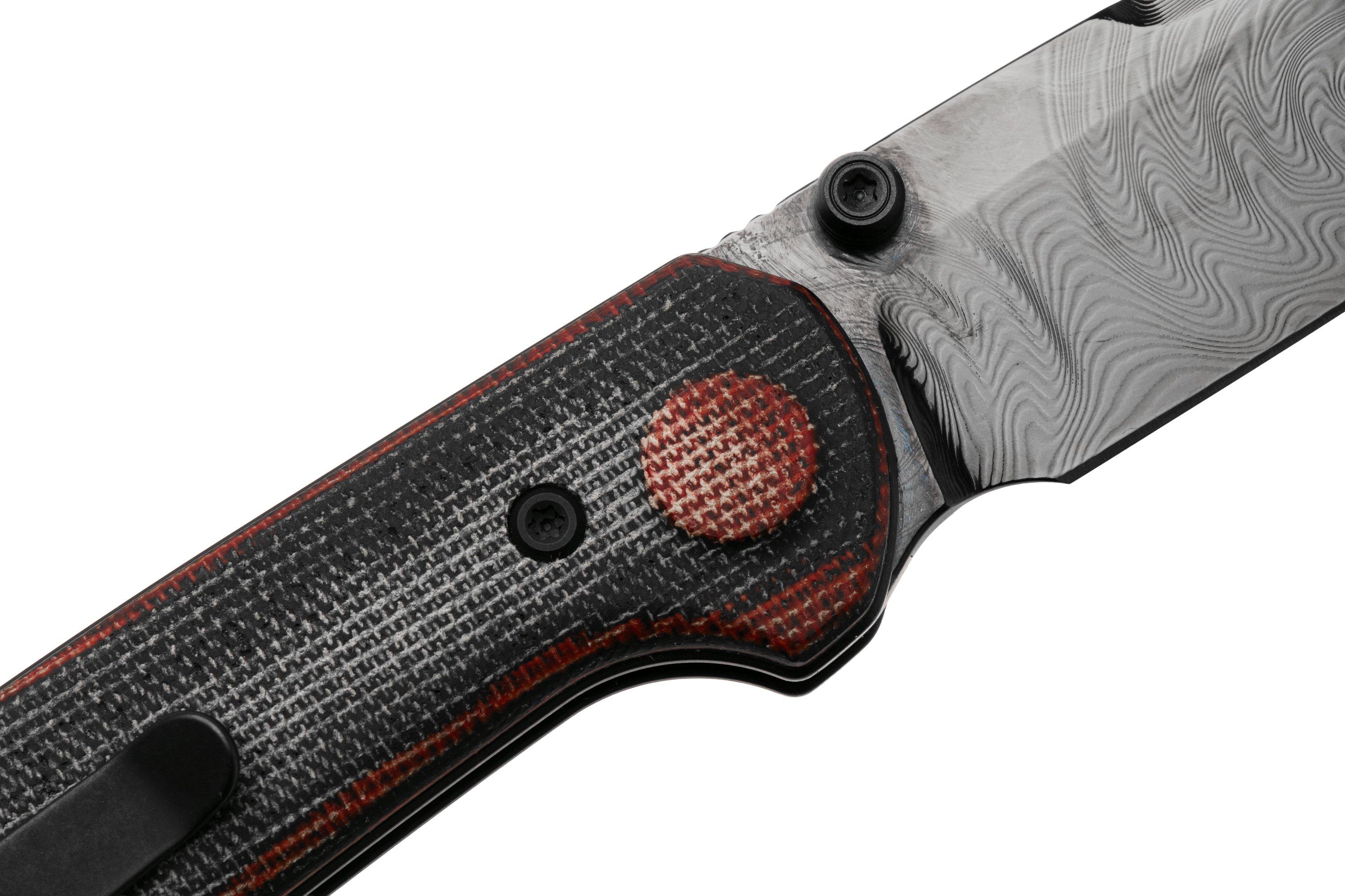 Reate PL-XT, DLC Damascus, Black/Red Micarta zakmes, Alvin Lee design ...