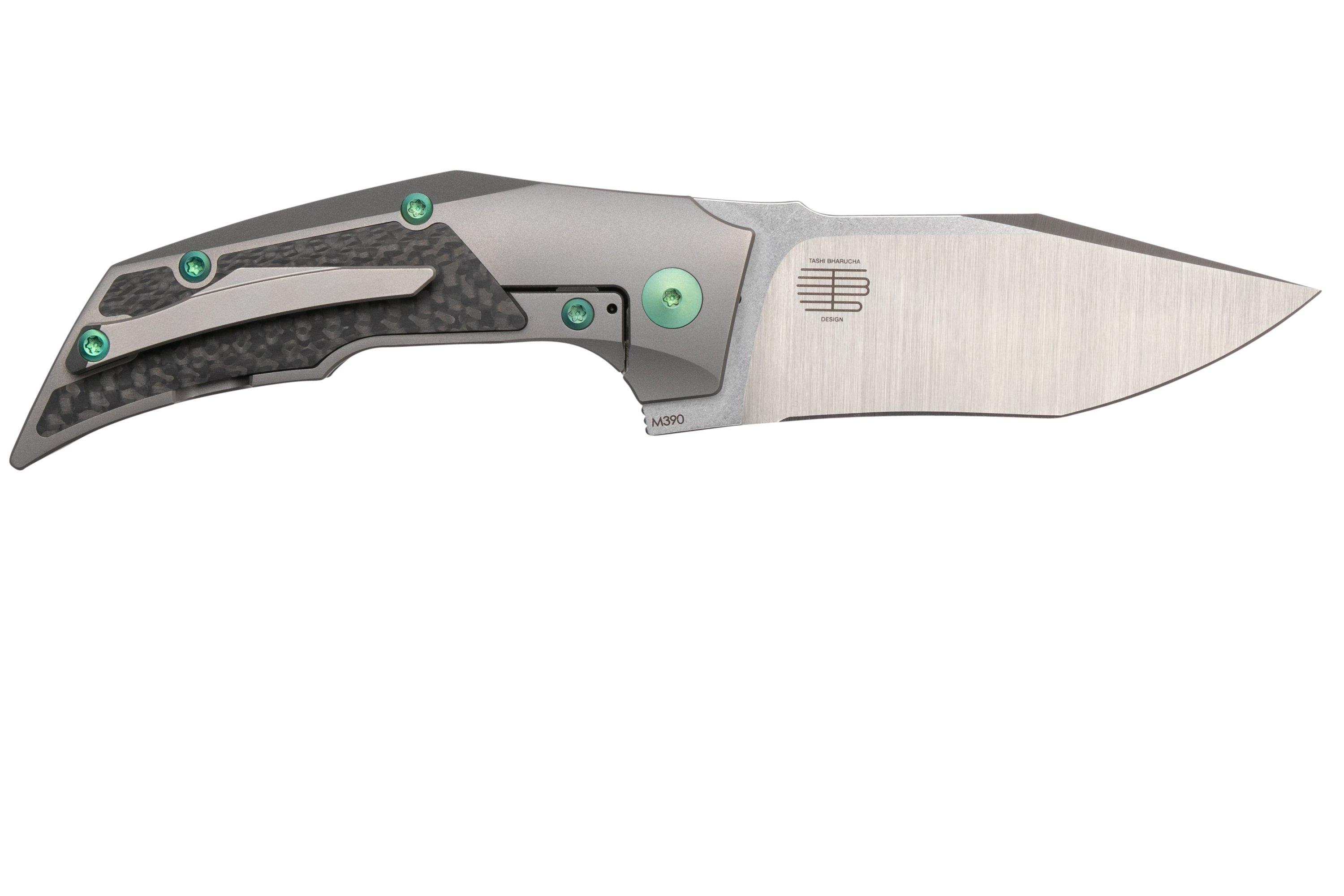 Reate T3000 Marble Carbon Fibre, Green Hardware pocket knife, Tashi ...