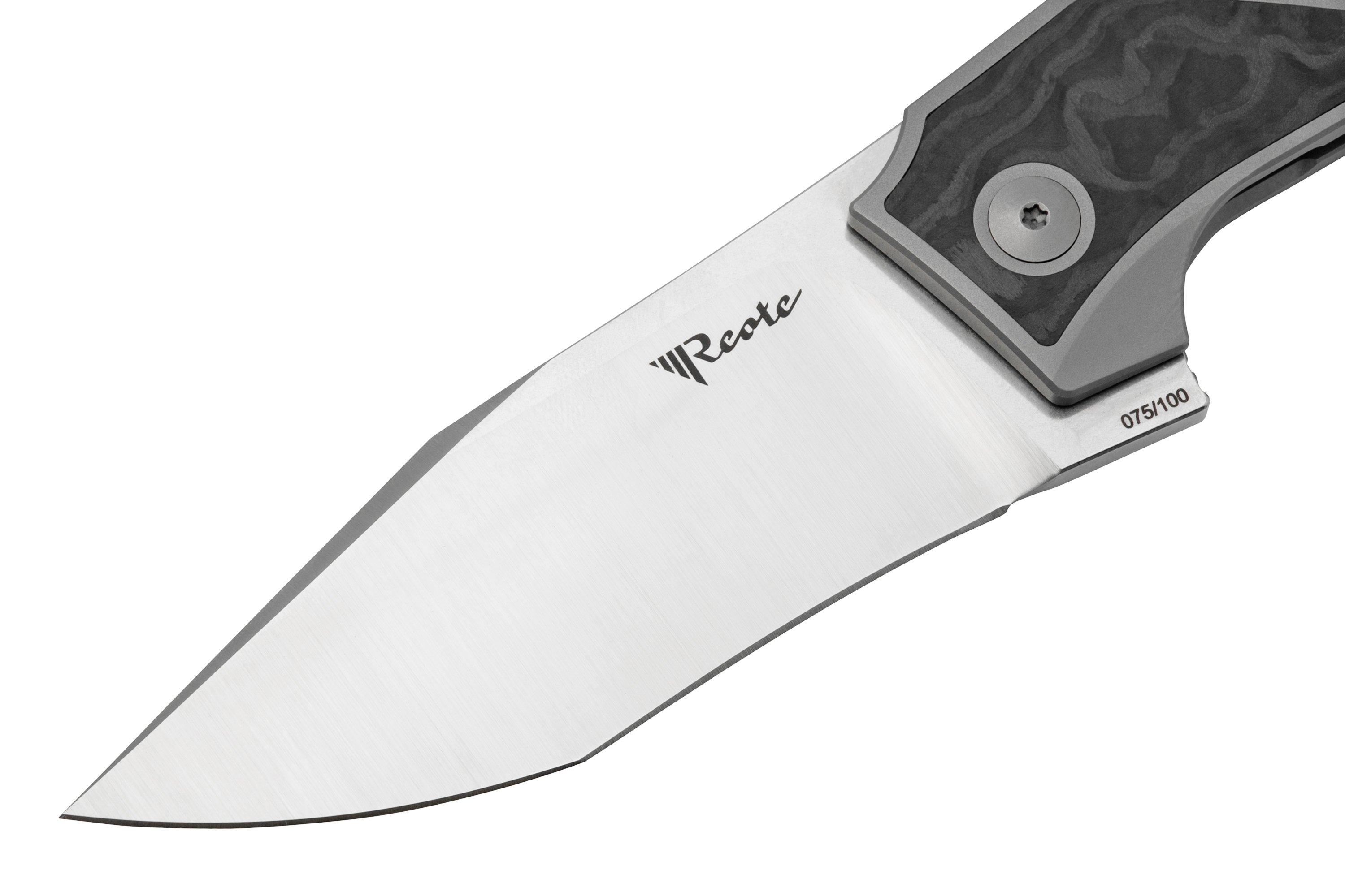 Reate T3500 Bead Blast Titanium, FatCarbon Black Camo pocket knife ...