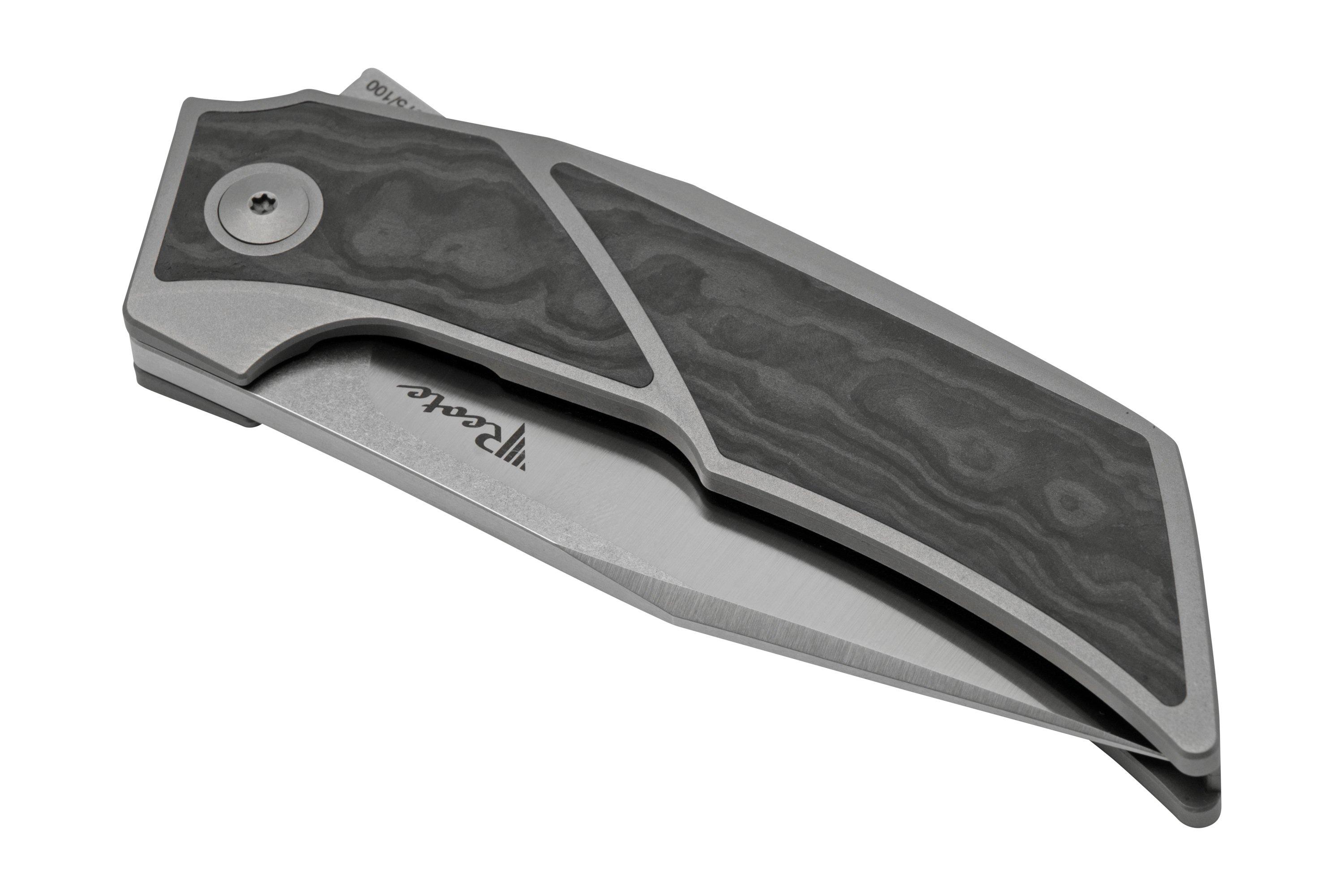 Reate T3500 Bead Blast Titanium, FatCarbon Black Camo pocket knife ...