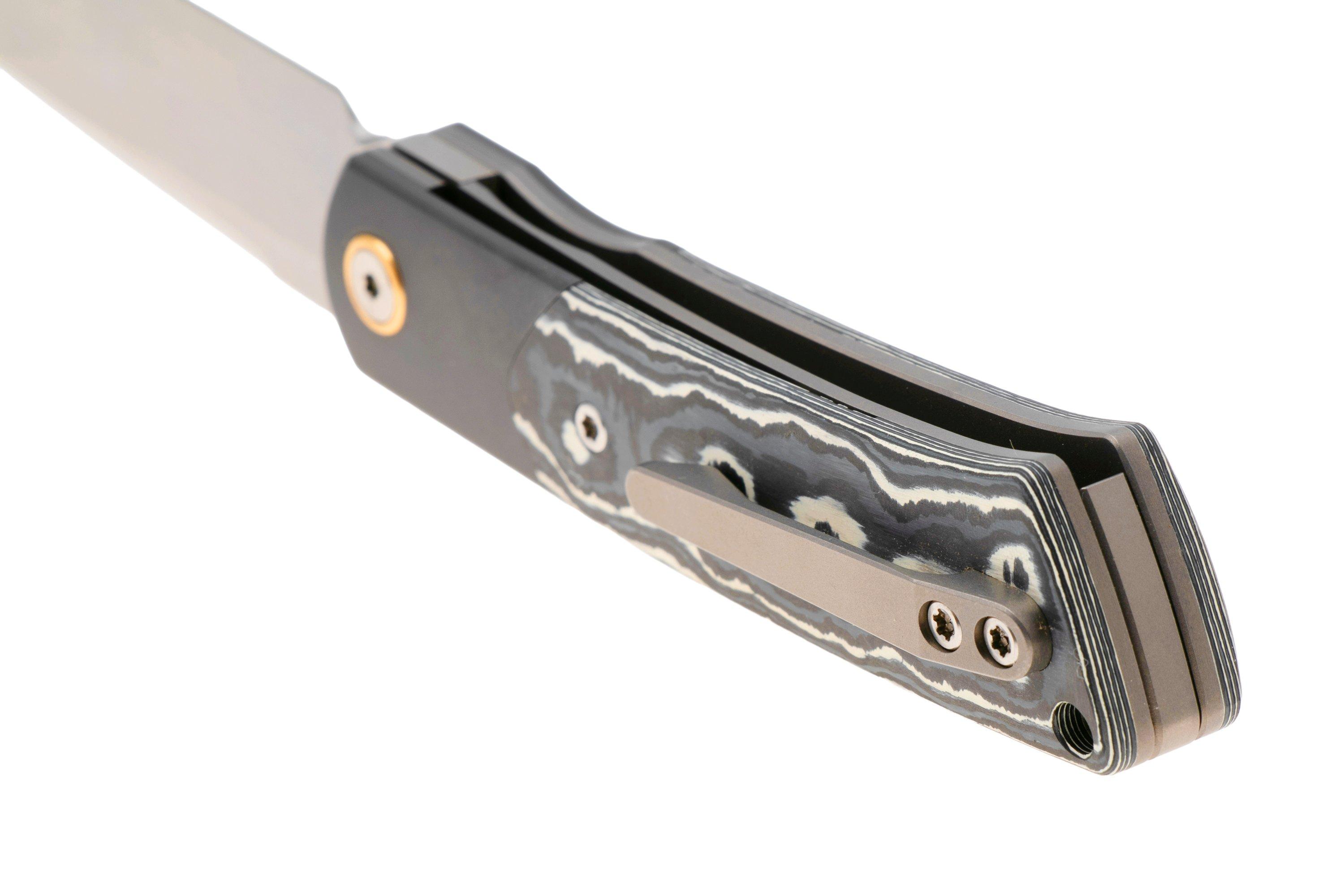 Reate Tribute Satin M390, Titanium FatCarbon White Storm, couteau de ...