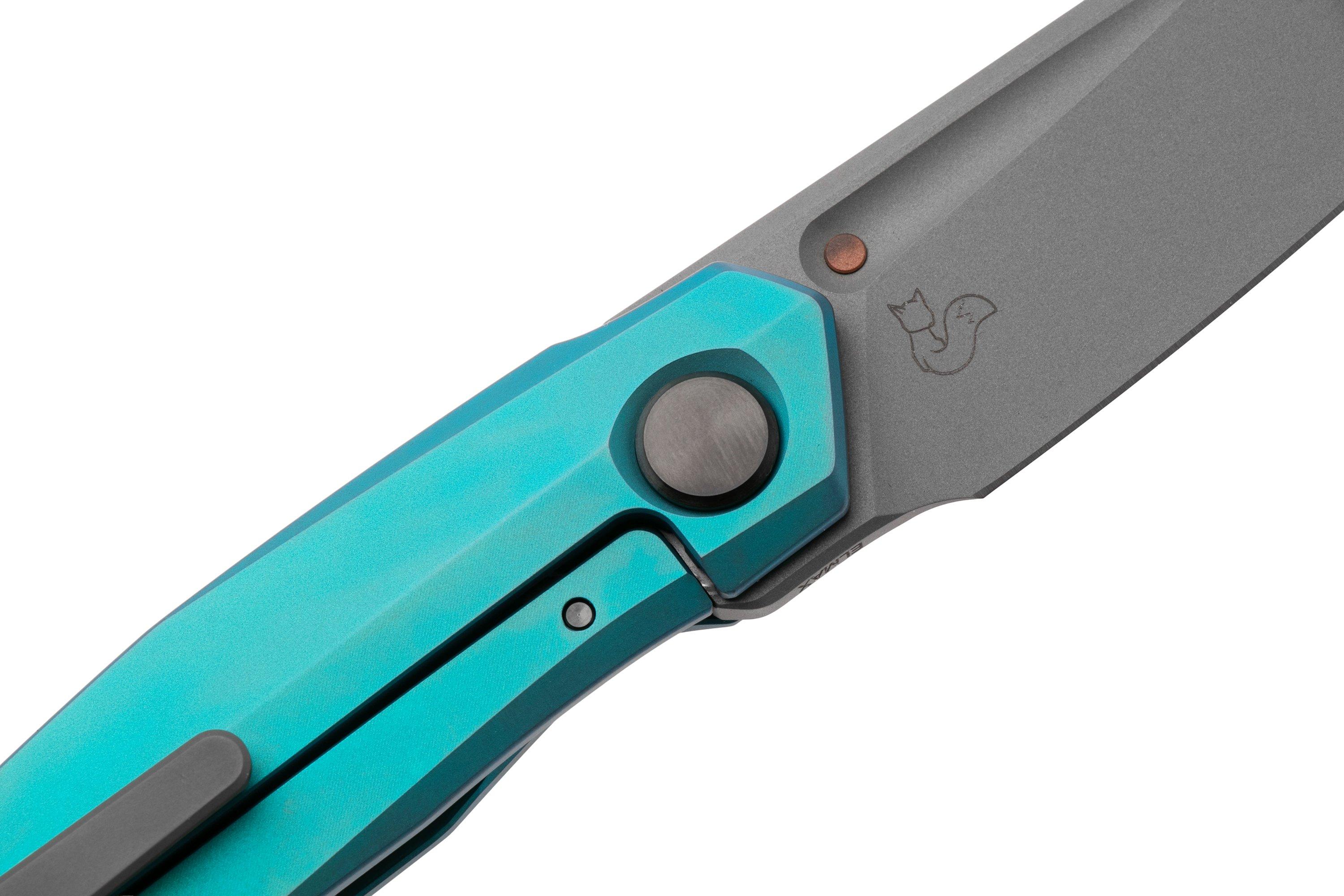Reate VK-ANUB-TI-BC, Darkwashed Elmax, Blue Cyan Titanium pocket knife ...