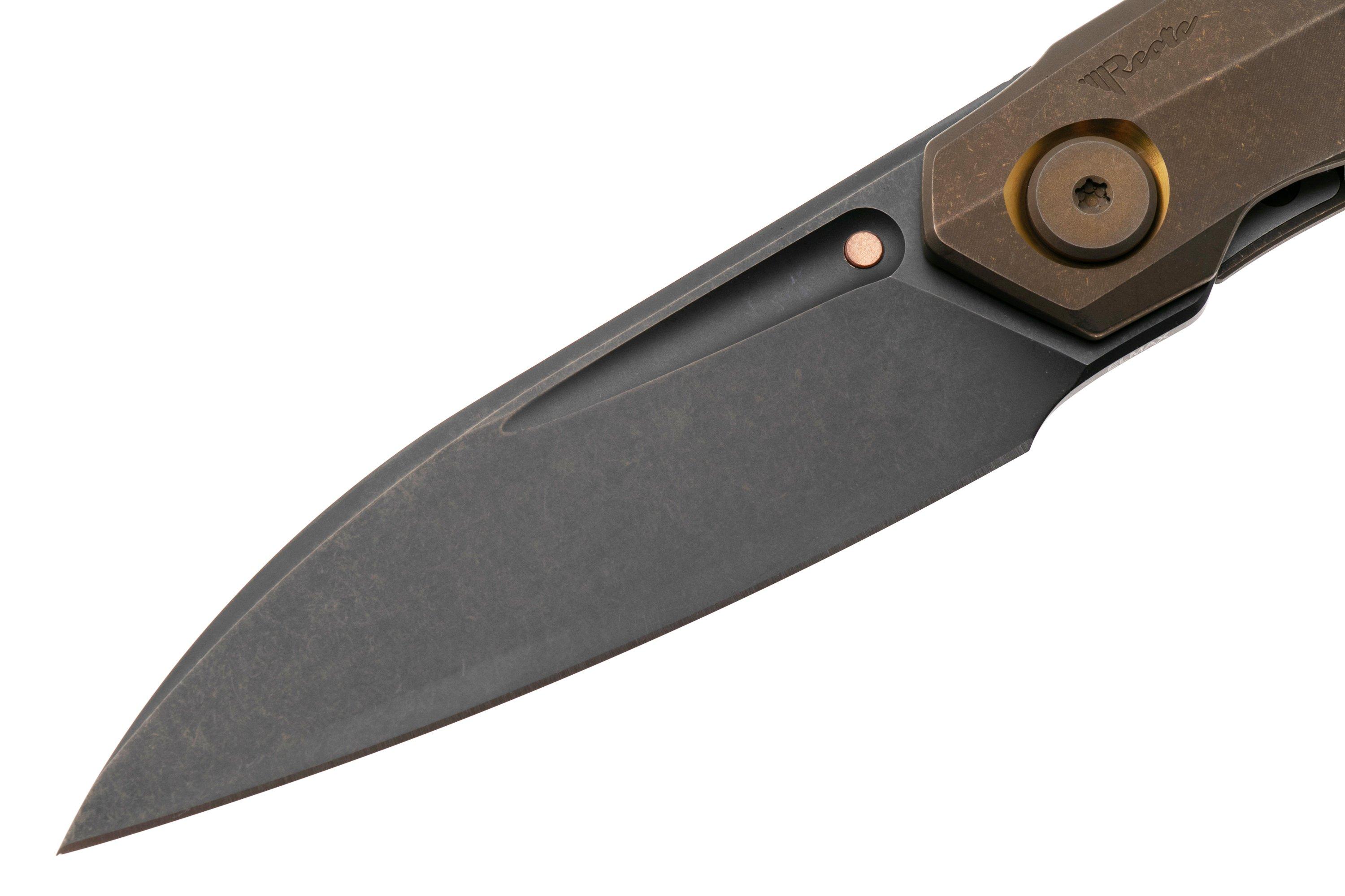Reate VK-ANUB-TI-DB, Black DLC Elmax, Dark Bronze Titanium pocket knife ...