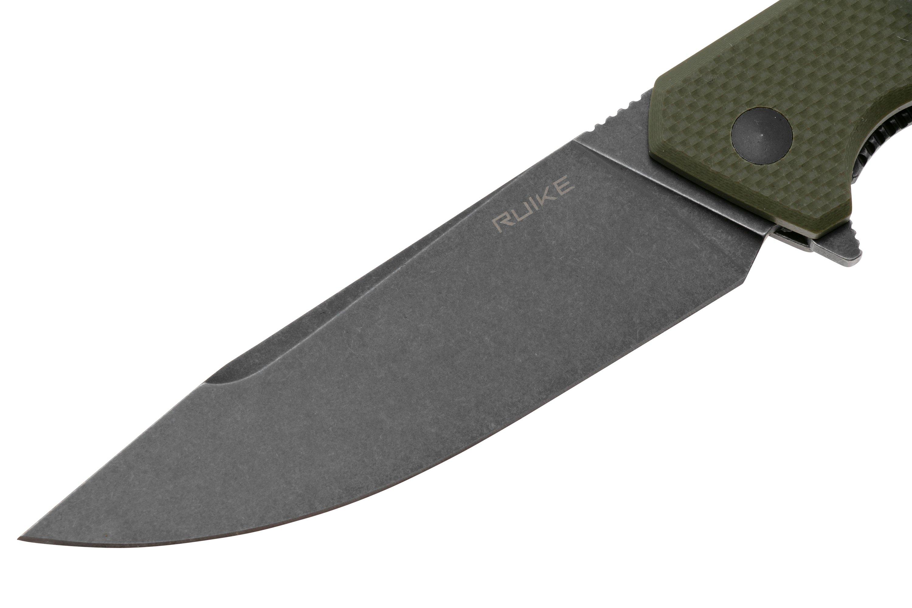 Ruike D191-G Blackwashed 8Cr13MoV, Green G10, pocket knife ...