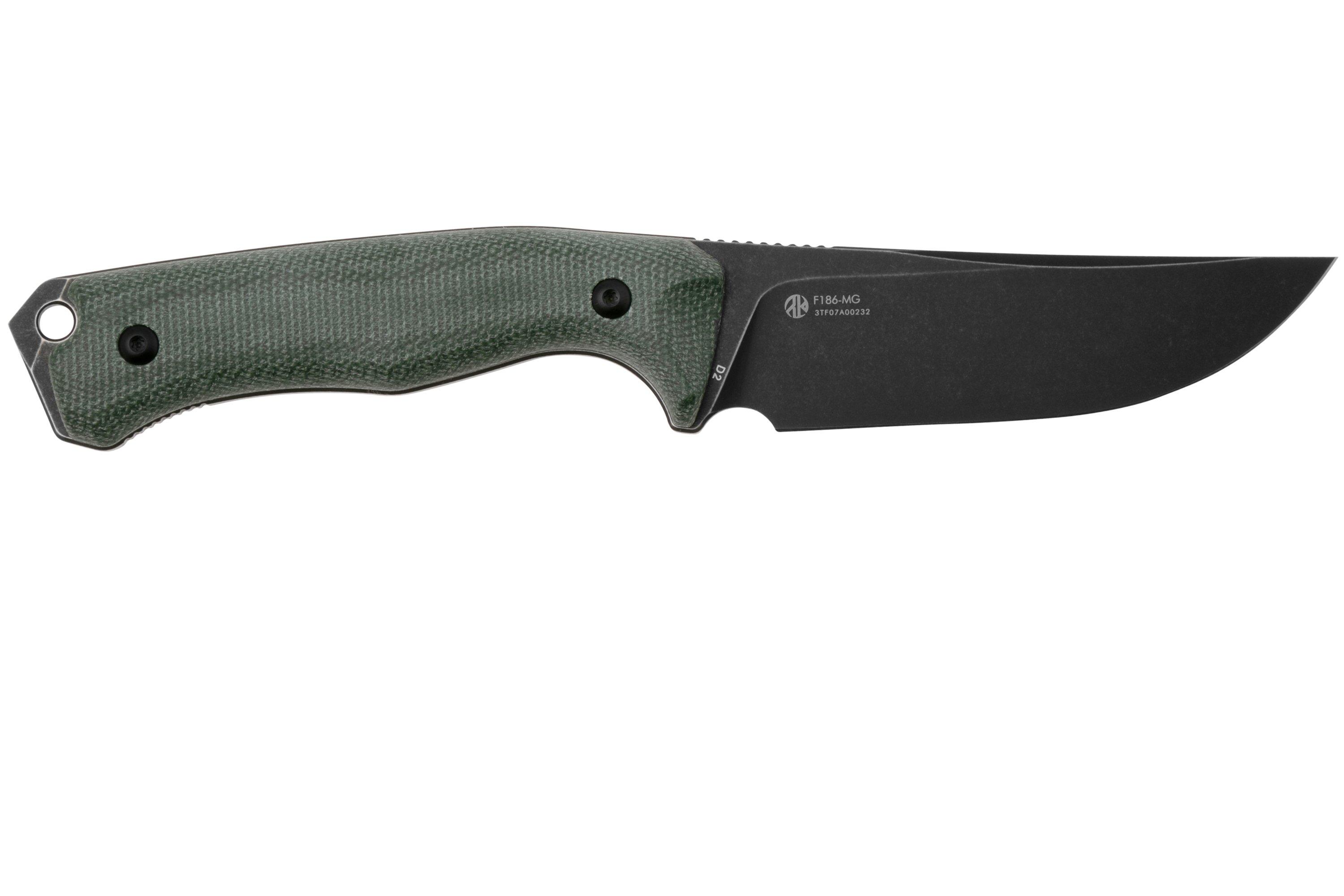 Ruike F186-MG Black D2, Green Micarta, fixed knife | Advantageously ...