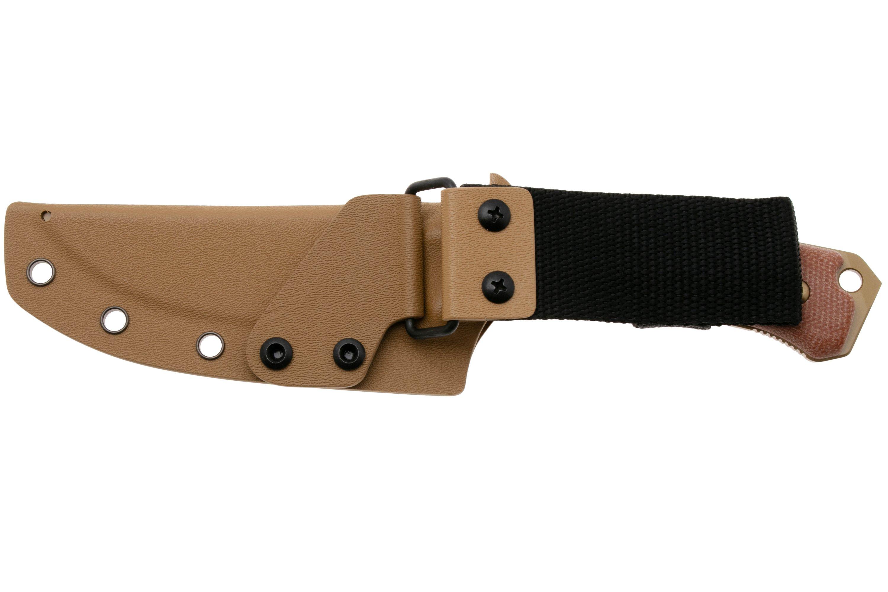 Ruike F186-MN Gold PVD D2, Brown Micarta, fixed knife | Advantageously ...