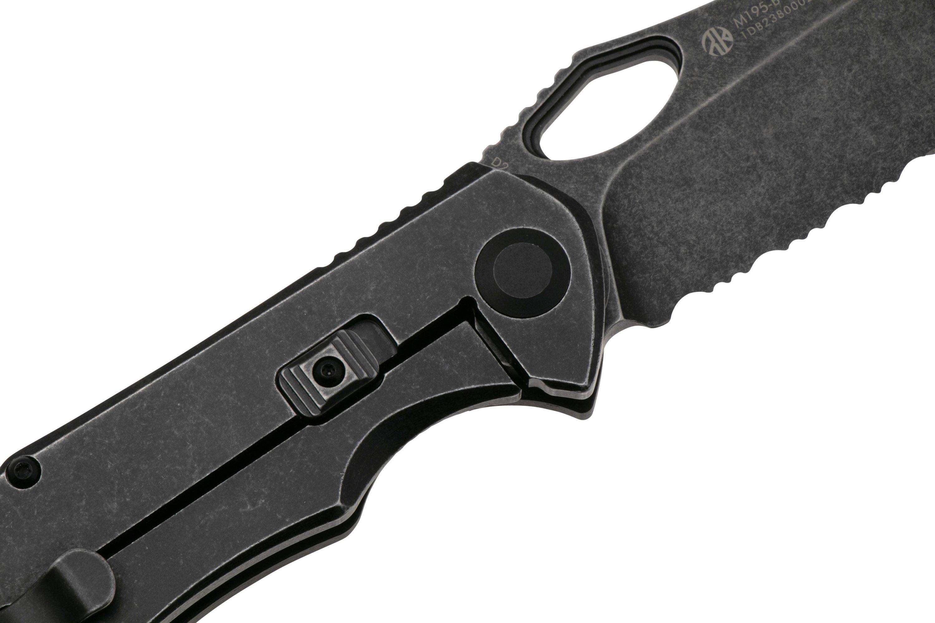 Ruike M195 Black D2, Black G10, partially serrated tactical pocket knife | Advantageously ...