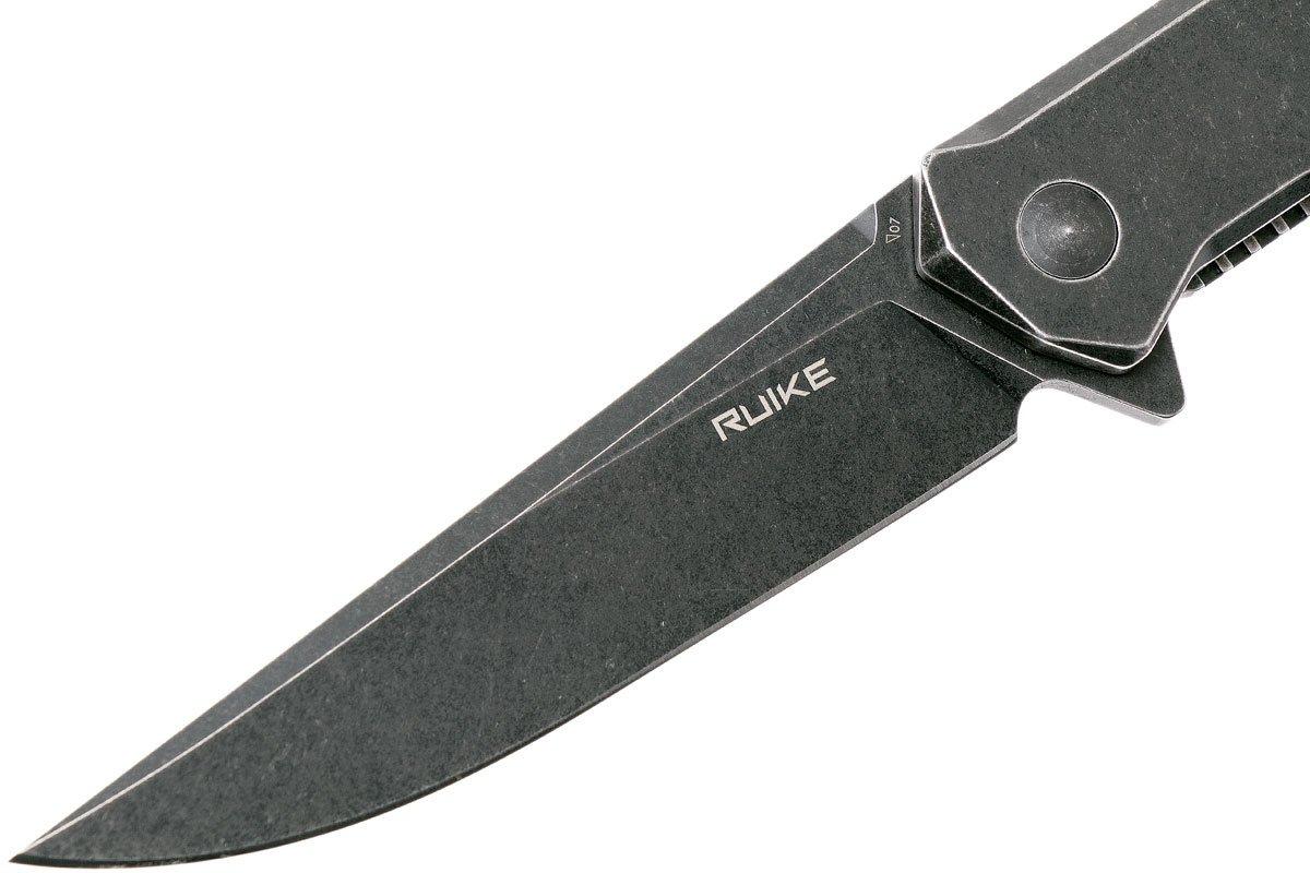 Ruike P108-SB Black pocket knife, Blackwashed frame | Advantageously ...