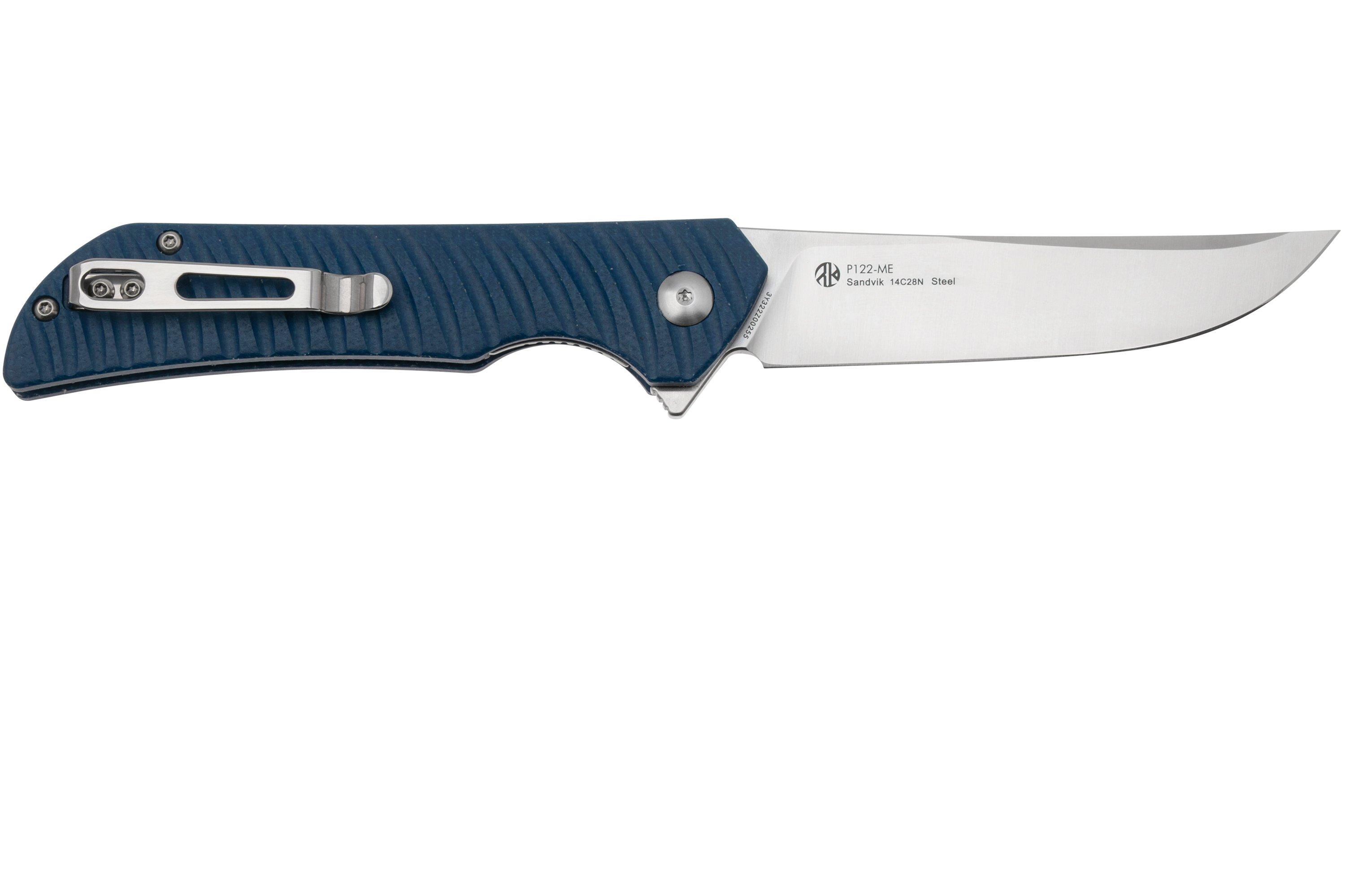 Ruike P122-ME Satin 14C28N, Blue Micarta, coltello da tasca | Fare ...