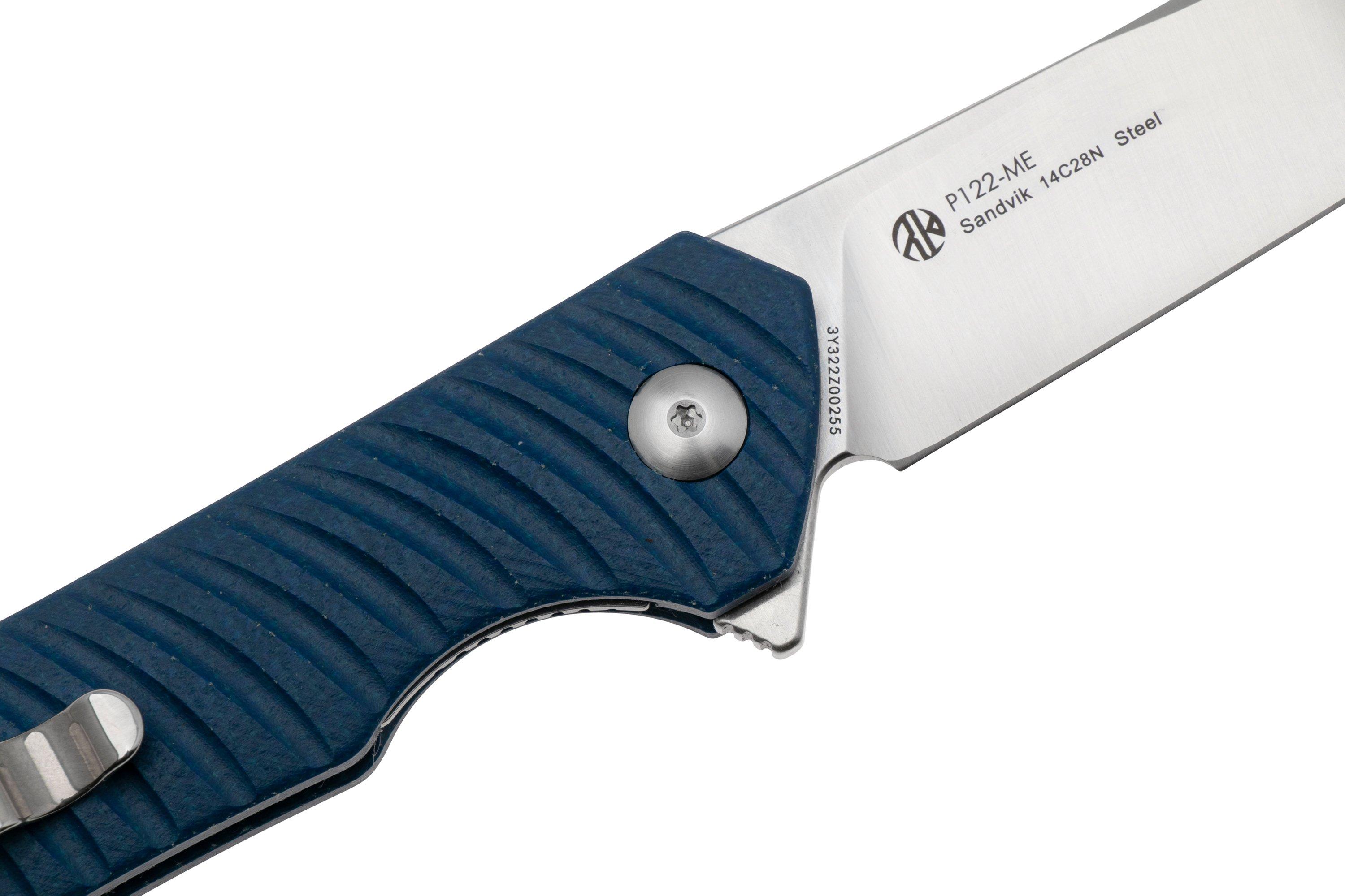 Ruike P122-ME Satin 14C28N, Blue Micarta, coltello da tasca | Fare ...
