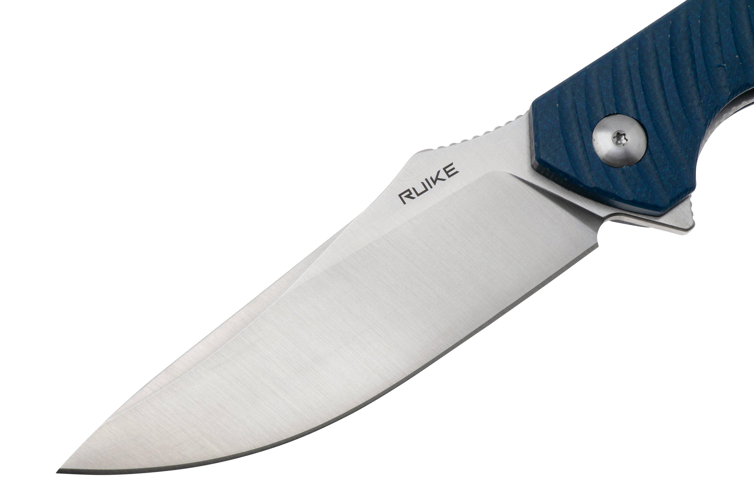Ruike P123-ME Satin 14C28N, Blue Micarta, coltello da tasca | Fare acquisti vantaggiosamente su ...