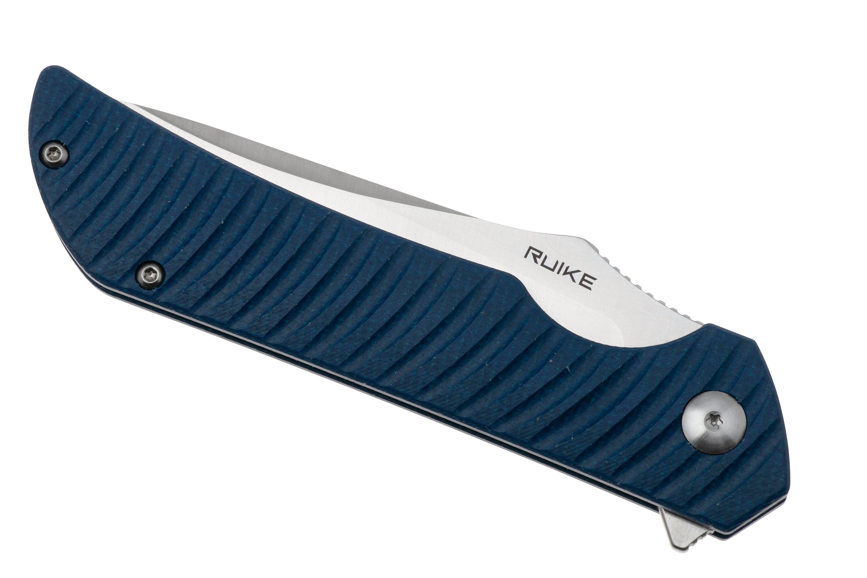 Ruike P123-ME Satin 14C28N, Blue Micarta, coltello da tasca | Fare acquisti vantaggiosamente su ...