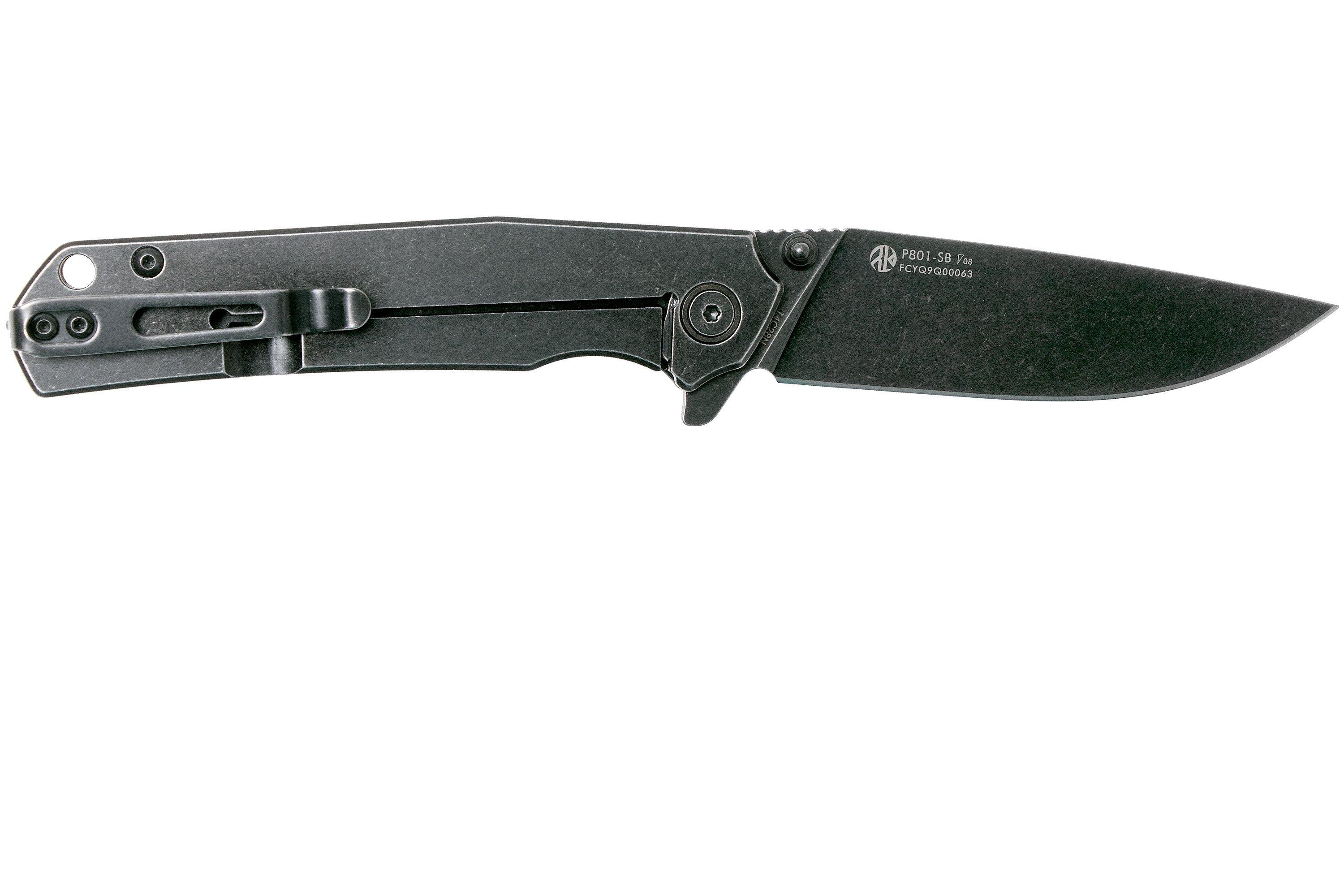 Ruike P801-SB Black pocket knife, Black Oxide finish | Advantageously ...