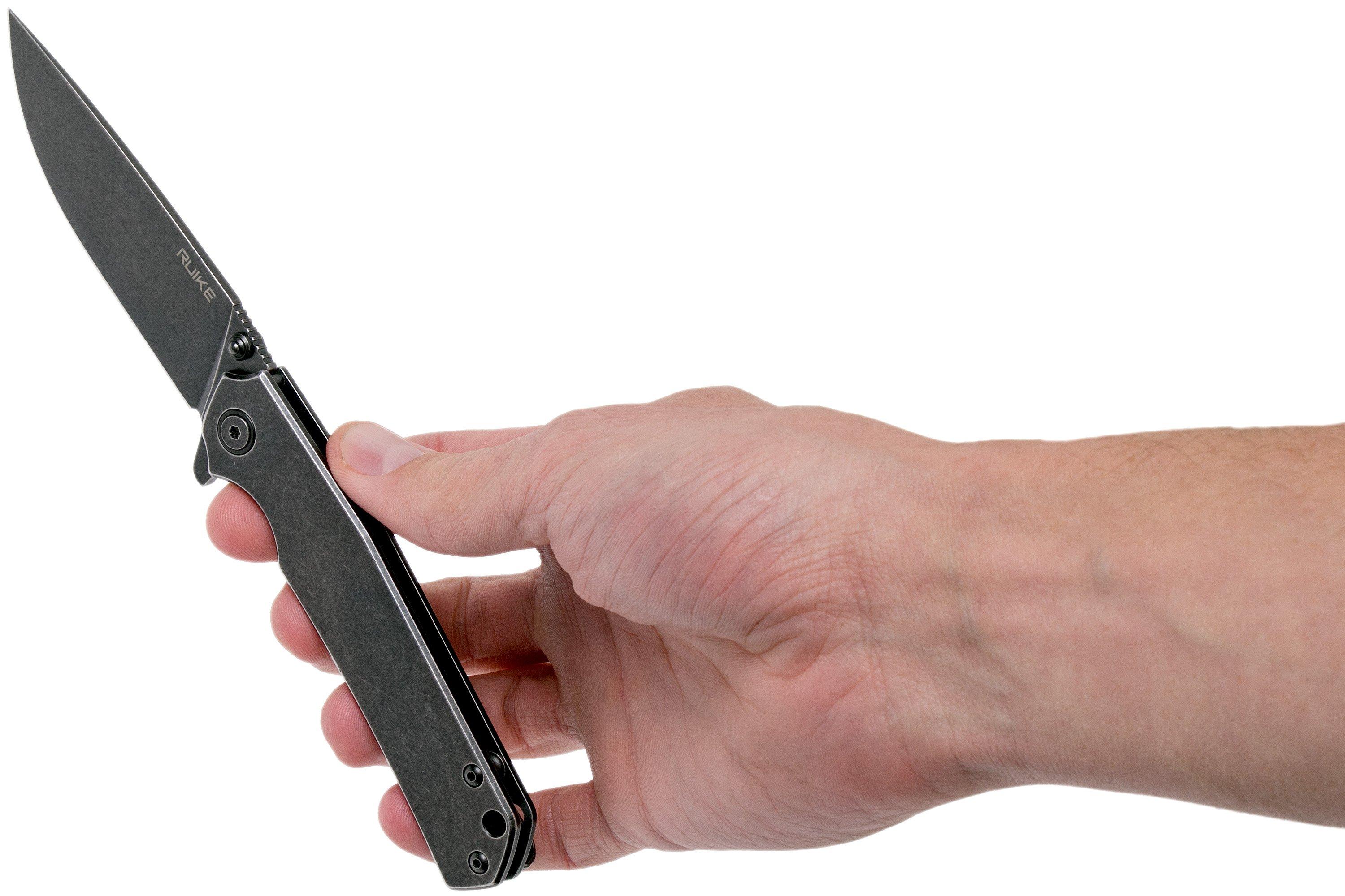 Ruike P801-SB Black pocket knife, Black Oxide finish | Advantageously ...