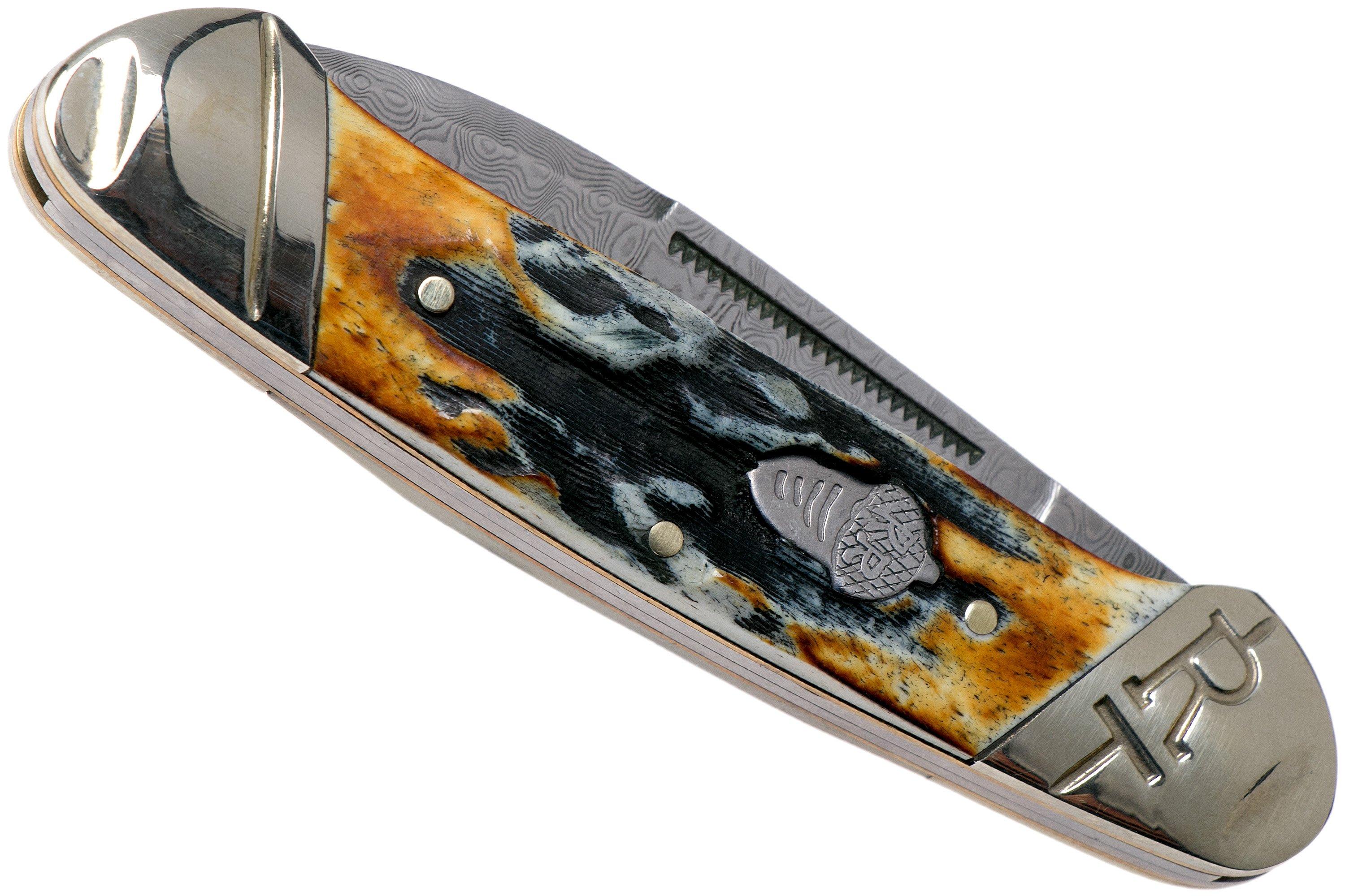 Rough Ryder Canoe Cinnamon Stag RR2156 Damascus canivete slipjoint ...