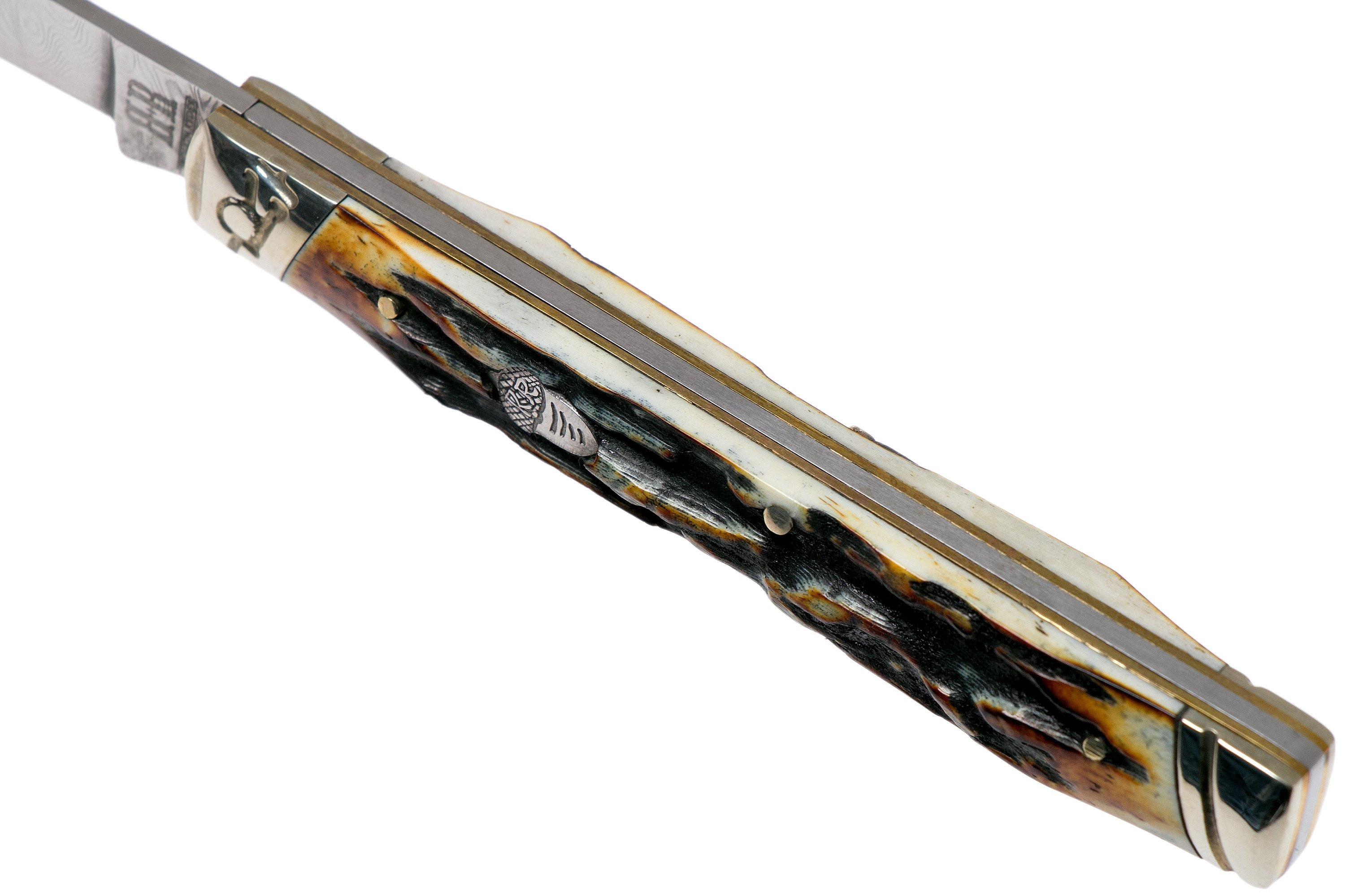 Rough Ryder Doctors Knife Cinnamon Stag RR2158 Damascus slipjoint ...