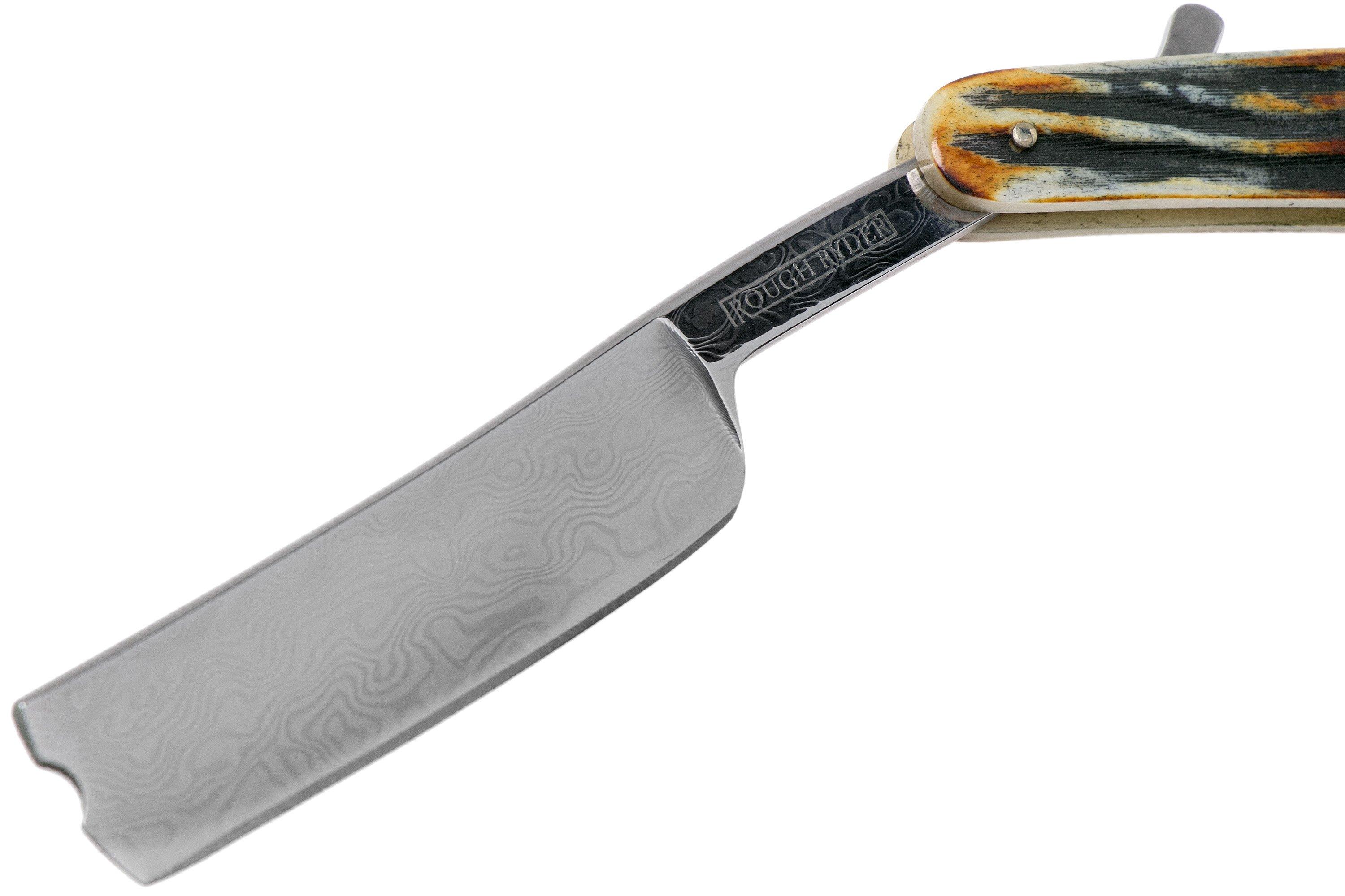 Rough Ryder Folding Razor Cinnamon Stag RR2159 Damascus straight razor ...