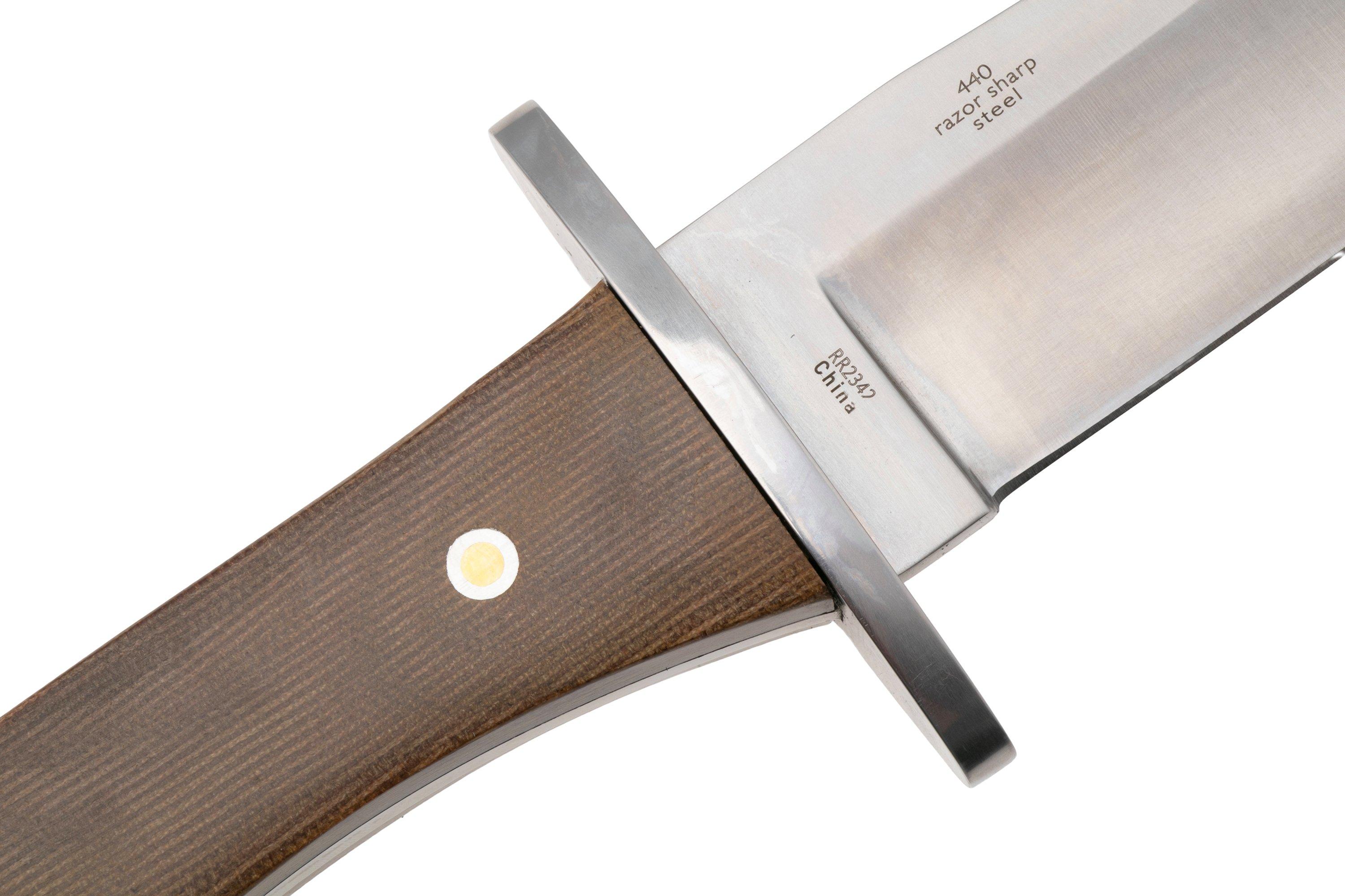 Rough Ryder Tater Skin Bowie RR2342 Satin 440, Brown Burlap Micarta, fixed knife ...