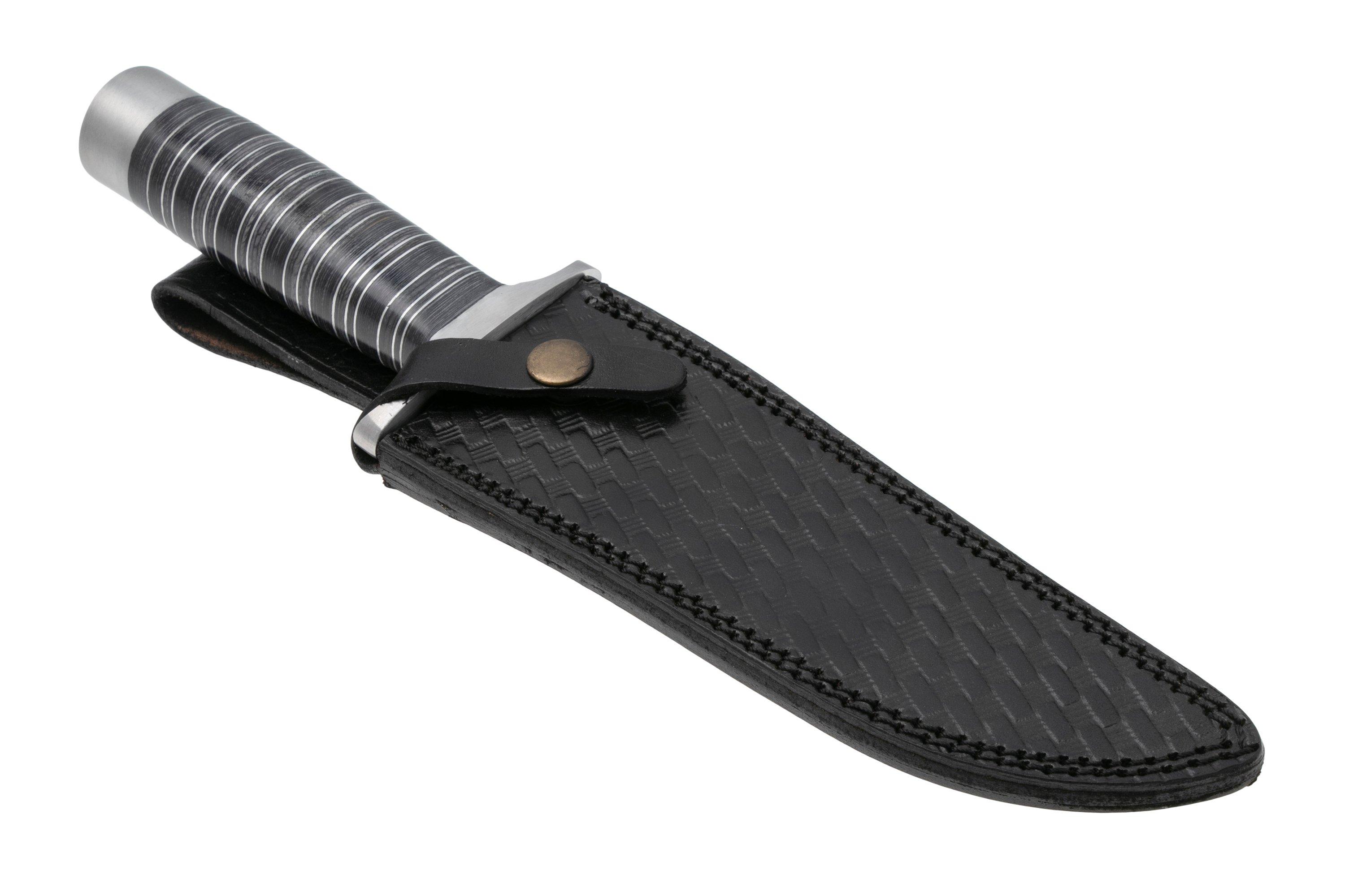 Rough Ryder Large Bowie RR2391, Satin Stainless Steel, Layered Wood ...