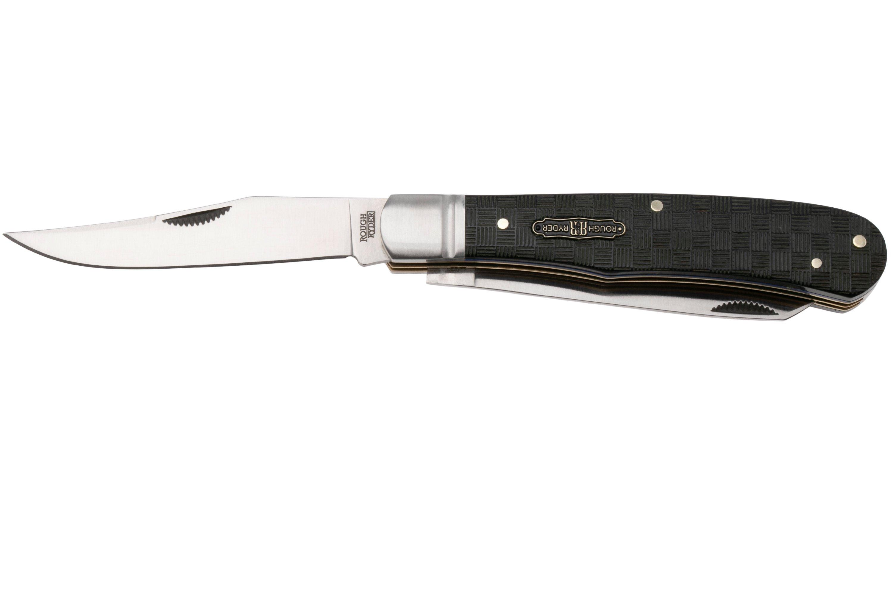 Rough Ryder Black Reserve Trapper RR2560 Satin 440A, Textured Pakkawood ...