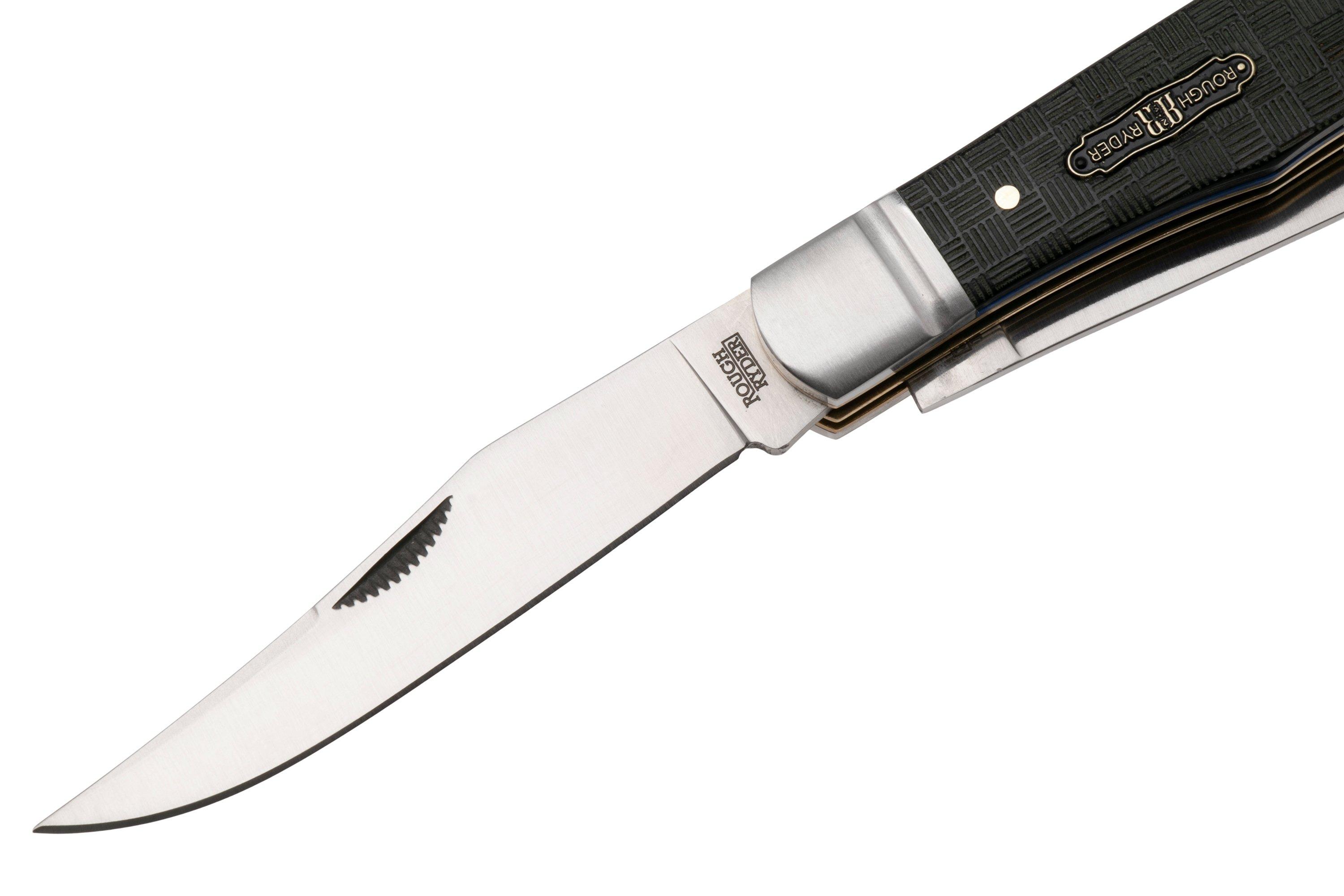 Rough Ryder Black Reserve Trapper RR2560 Satin 440A, Textured Pakkawood ...