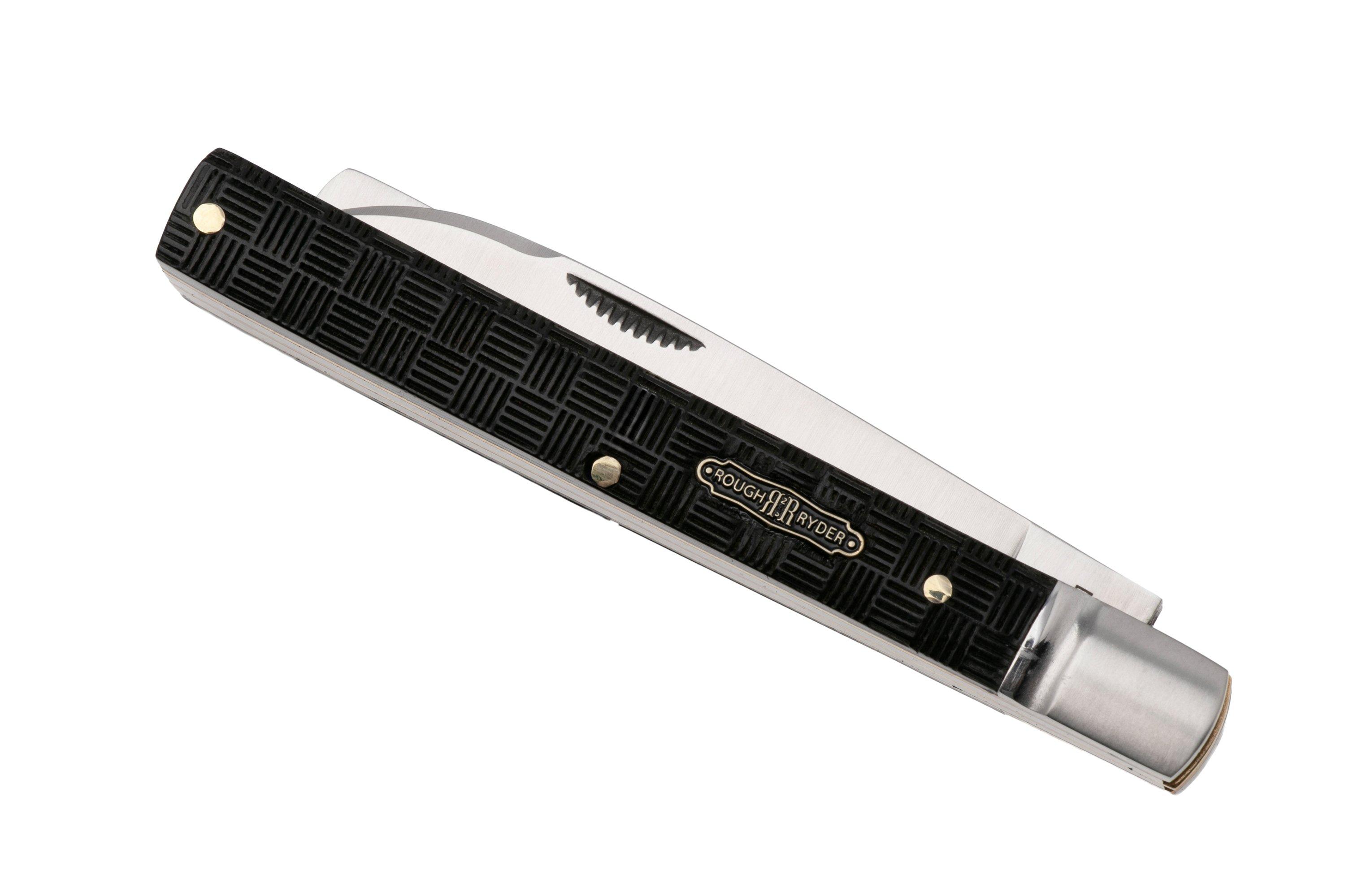 Rough Ryder Black Reserve Doctors Knife RR2562, Satin 440A, Textured Pakkawood, canivete ...