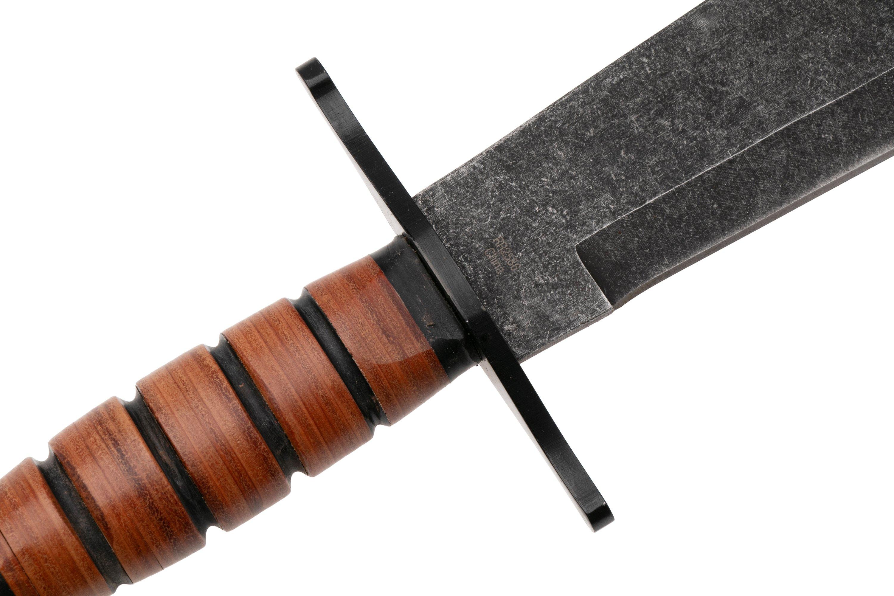 Rough Ryder Combat Bowie RR2586, Blackwashed Stainless, Stacked Leather ...