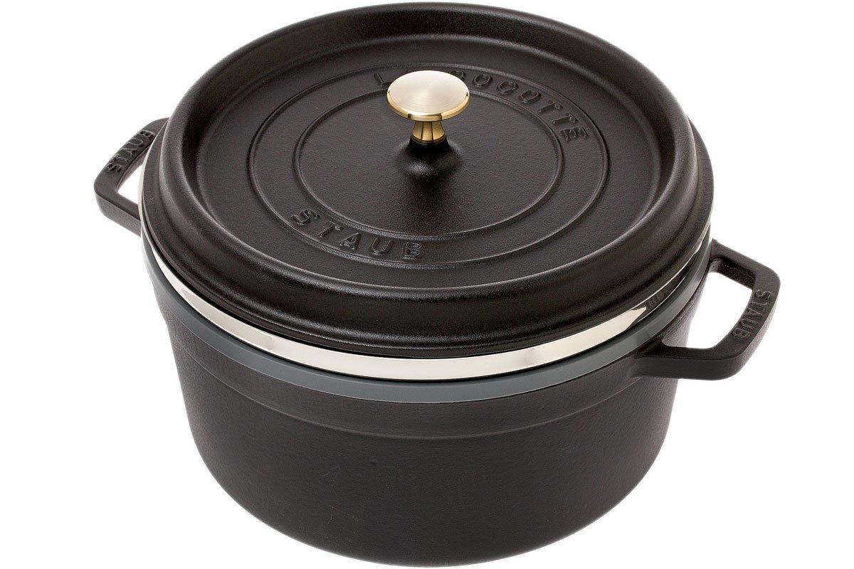 Staub cocotte 26cm, 5,2L, noire avec panier vapeur | Achetez à prix ...